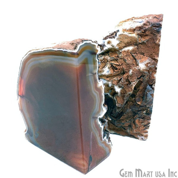 GEMMART USA Red Geode Bookend, Unique Agate Bookend Pair, Mineral Rock ...