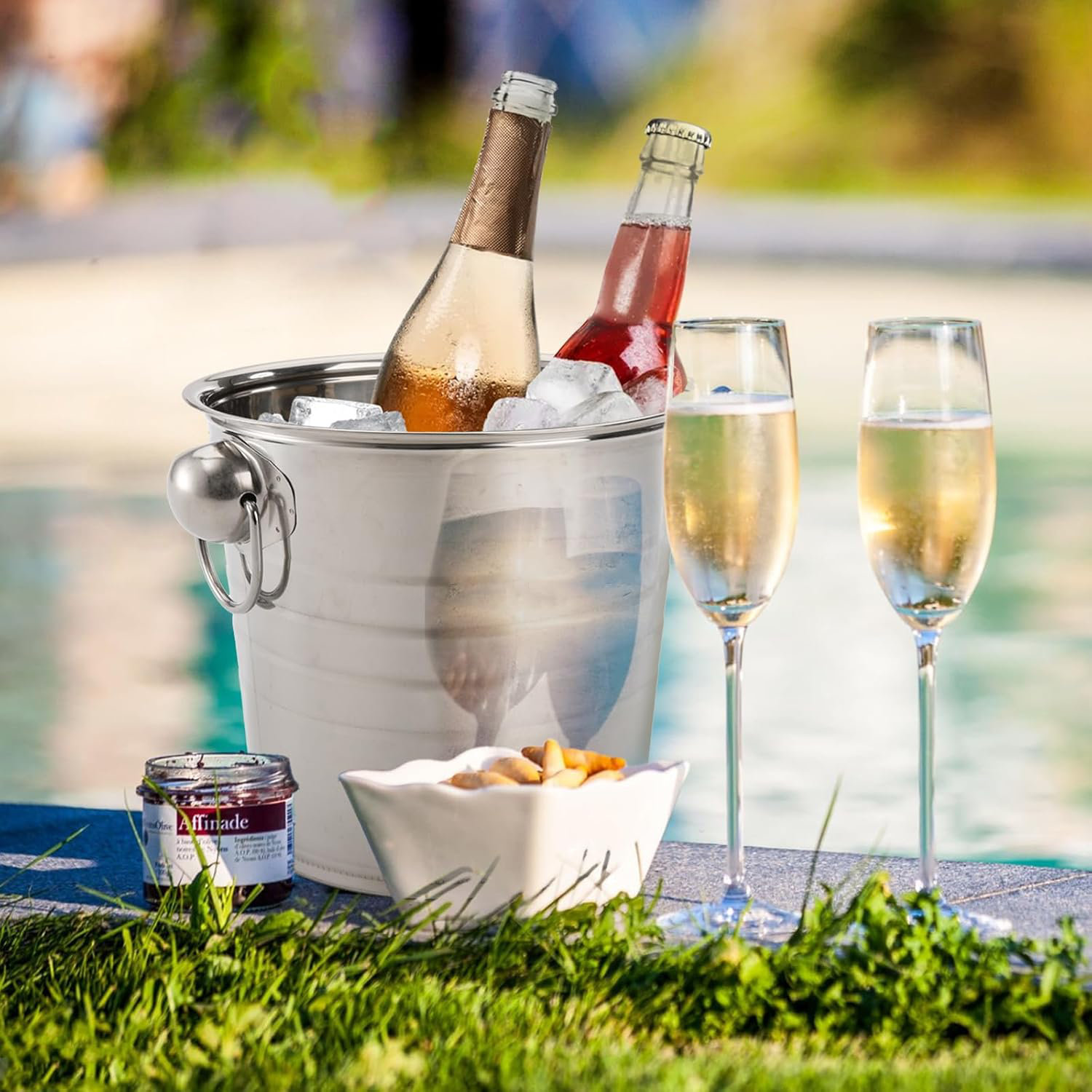 Lark Manor 2 Pack 3 Quart Ice Bucket with Handles, Beverage Tub with ...