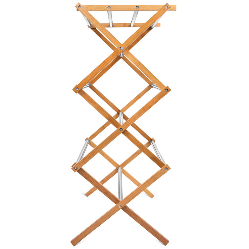 MASMIO Wooden Clothes Drying Rack 3-Tier Foldable Bamboo Laundry Stand ...