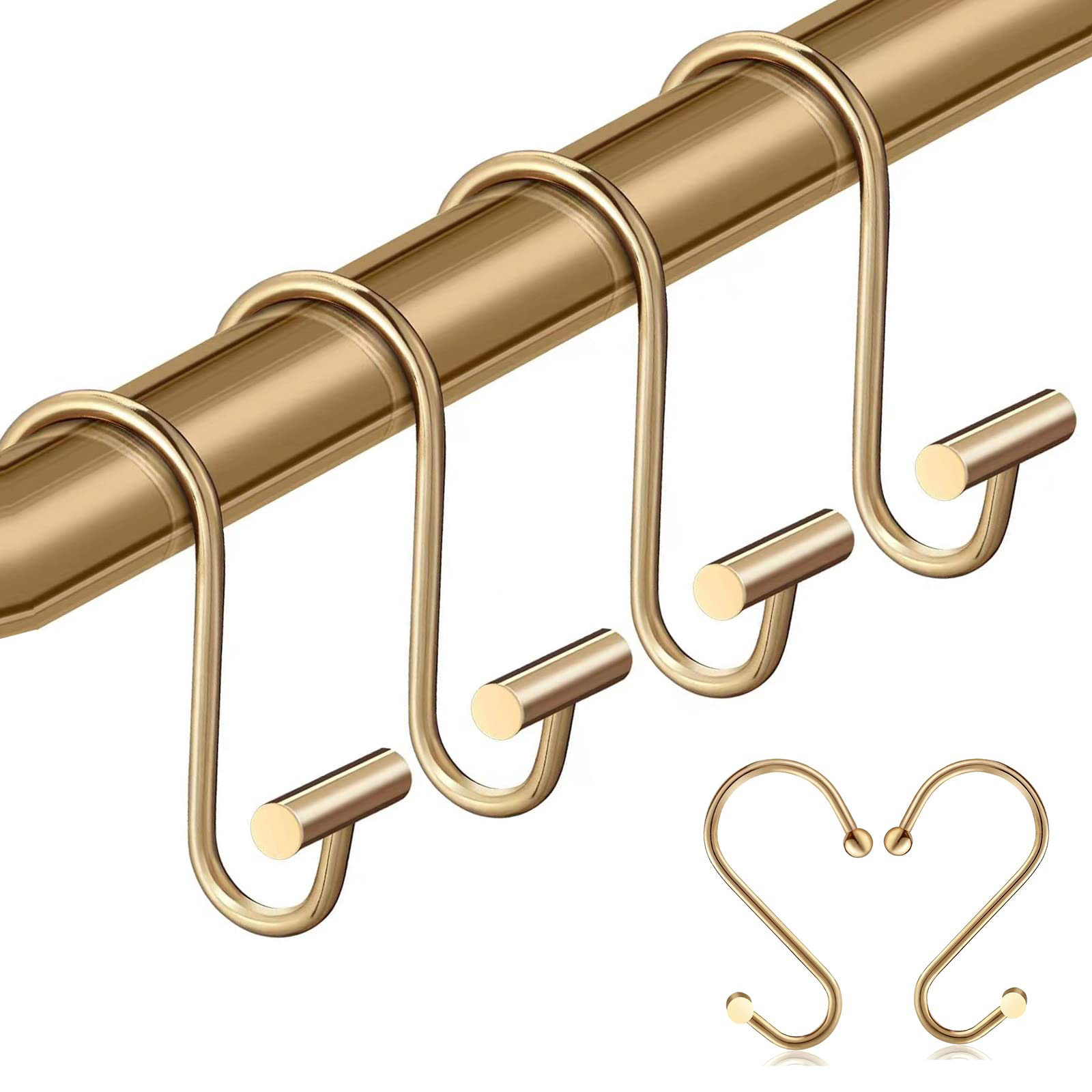 Passetas 12 PCS Metal Decorative Shower Curtain Hooks Hangers For ...