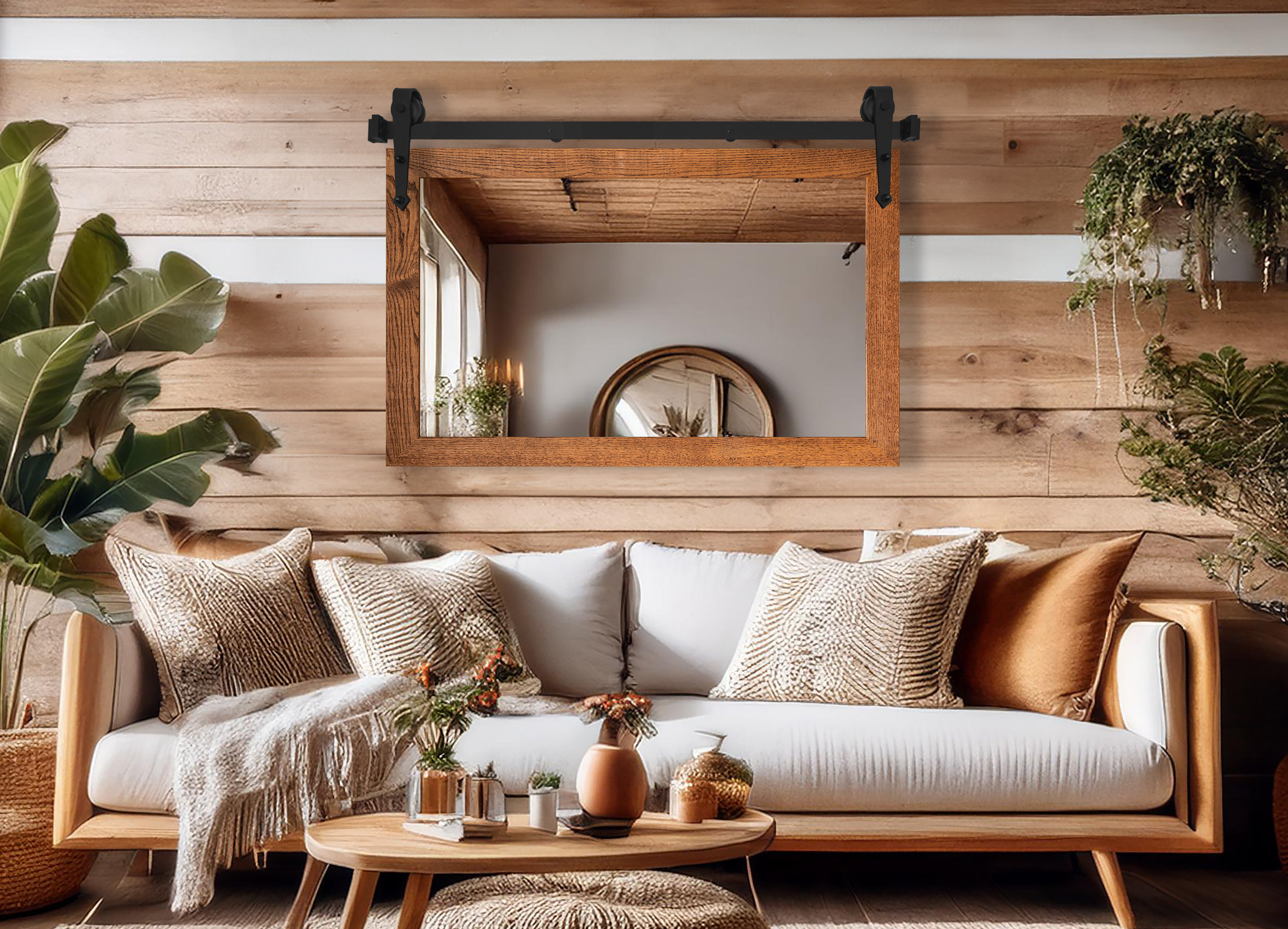 Gracie Oaks Manoil Solid Wood Rectangle Mirror | Wayfair