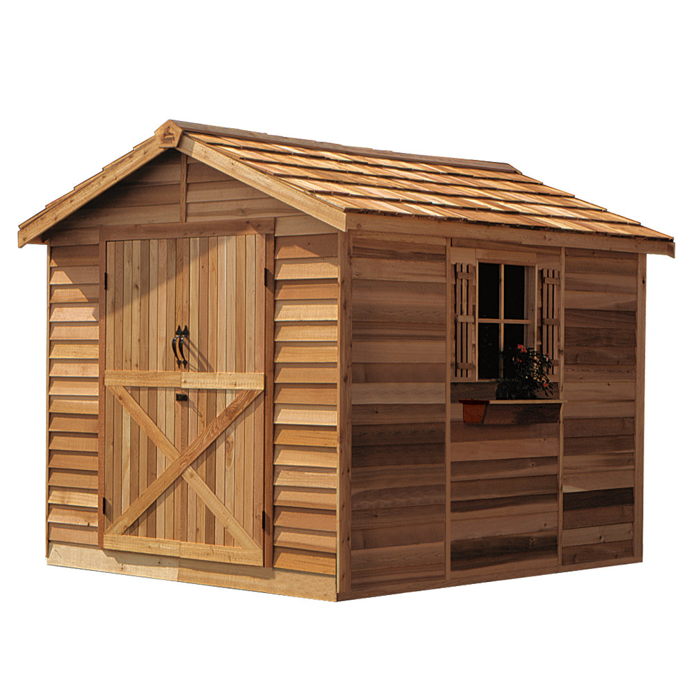 Cedarshed Rancher 8ft W x 12ft D Western Red Cedar Wood Storage Shed ...