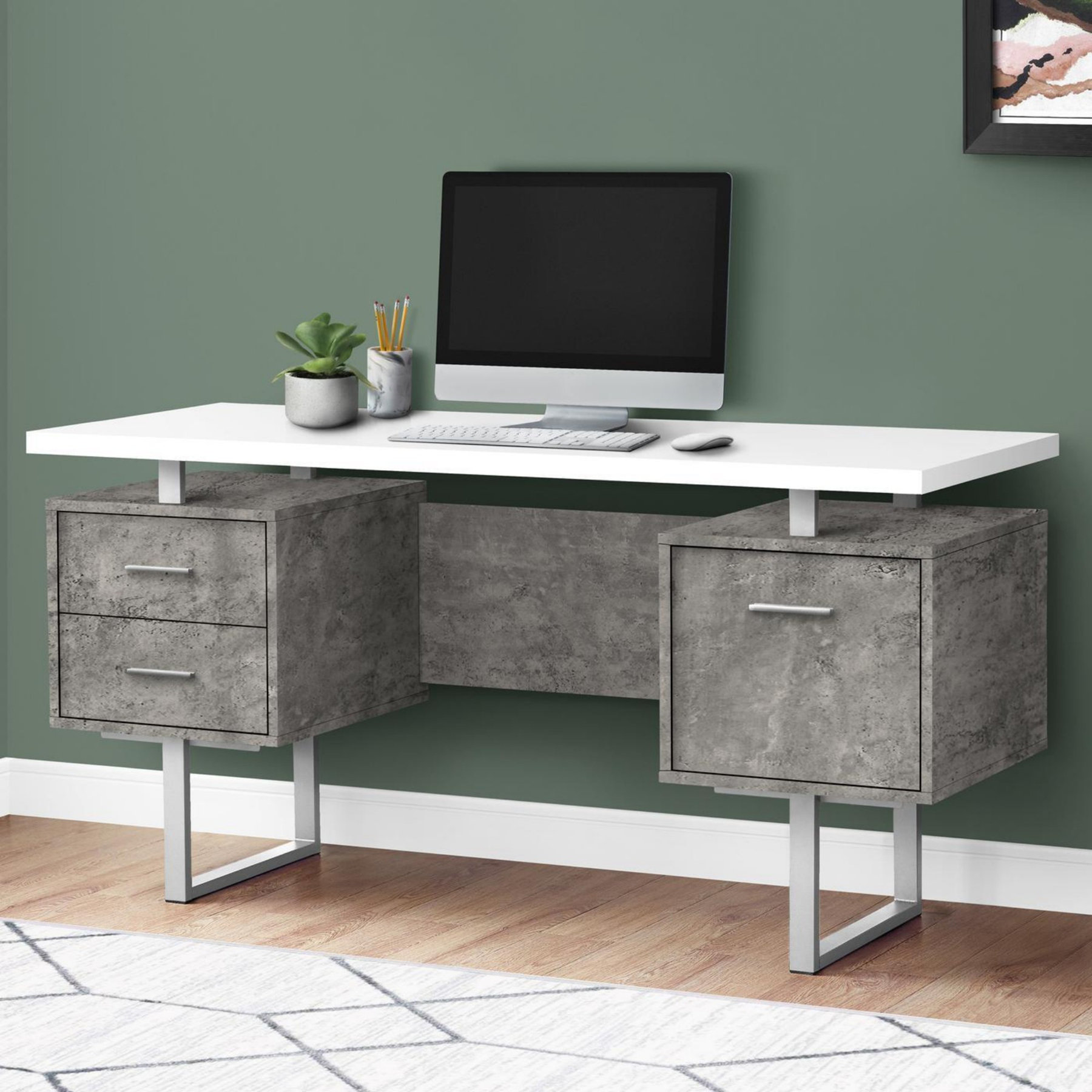 Brayden Studio Computer Desk, Home Office, Laptop, Left, Right Set-up ...