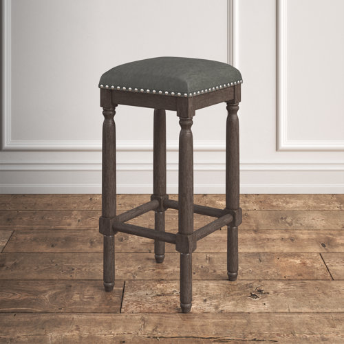 Kelly Clarkson Home Mia Upholstered Counter Stool with Solid Wood Frame ...