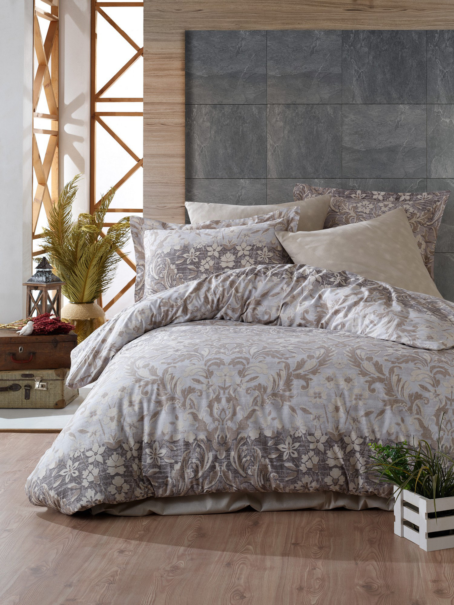 Asir Group INC Arradene Brown/Gray 100% Cotton 2 Piece Devet Cover Set ...
