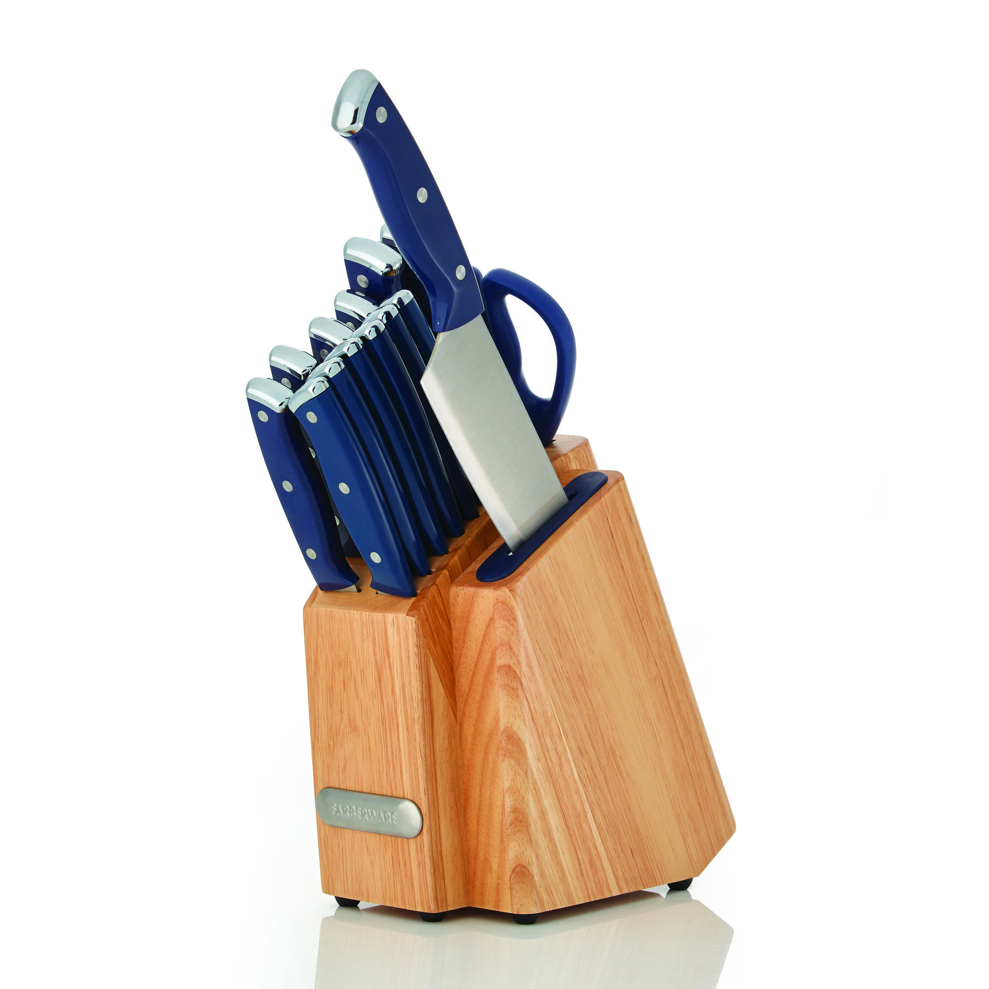 Farberware Edgekeeper 14-Piece Triple Rivet Slim Knife Block Set with ...