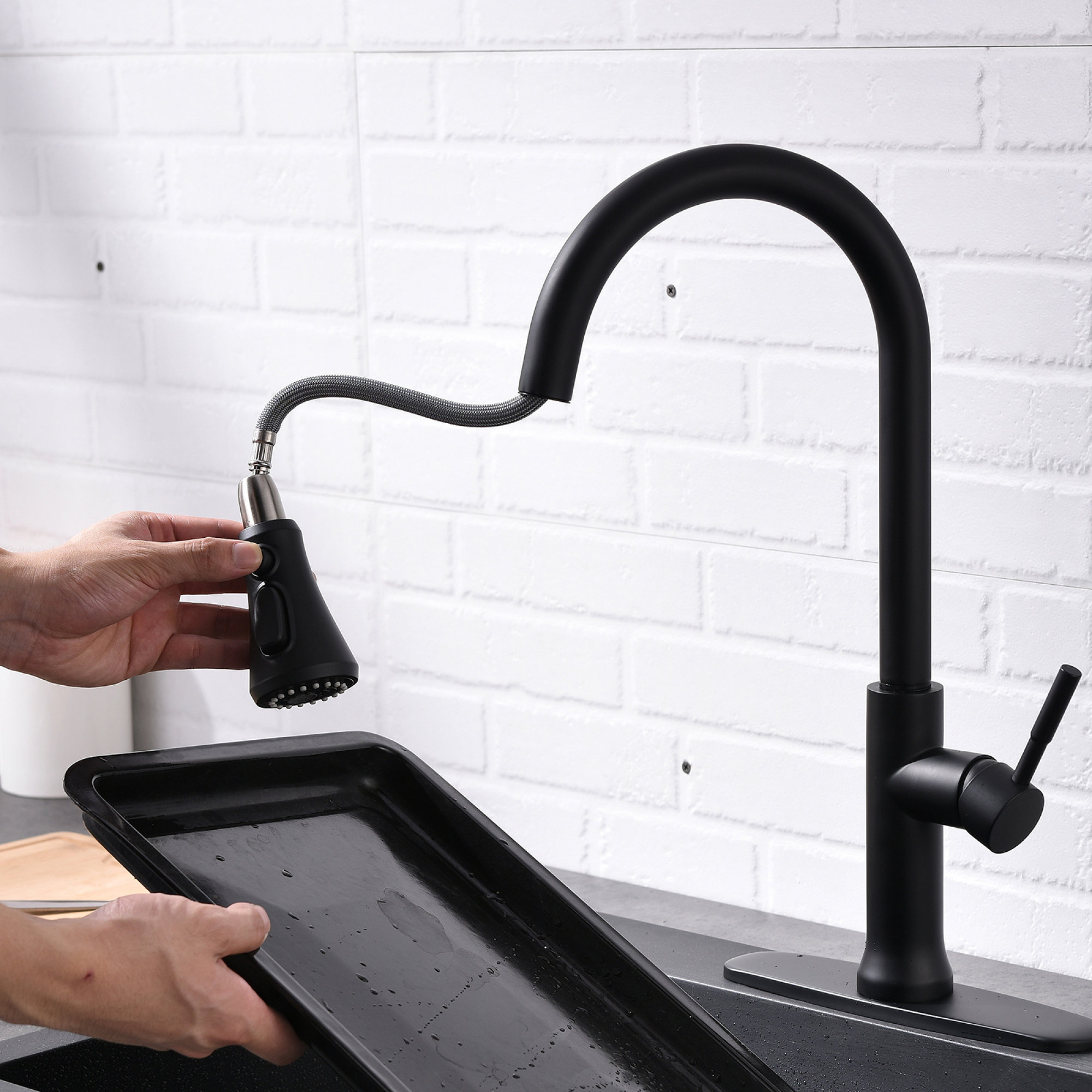 January Furniture Pull Out Touch Kitchen Faucet | Wayfair