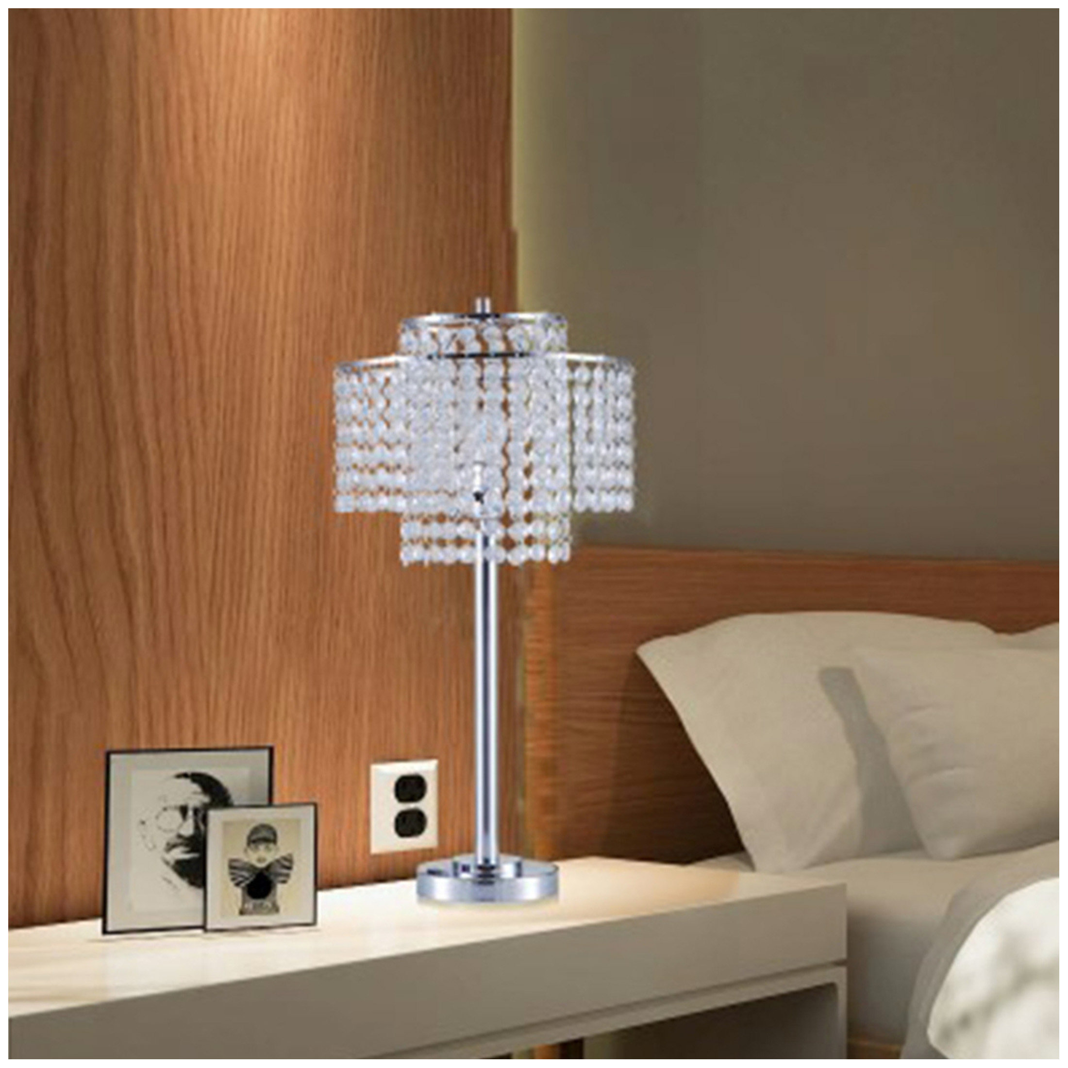 Mercer41 26" Tall" Holly Glam" 2-Tiered Table Lamp with Charging and ...