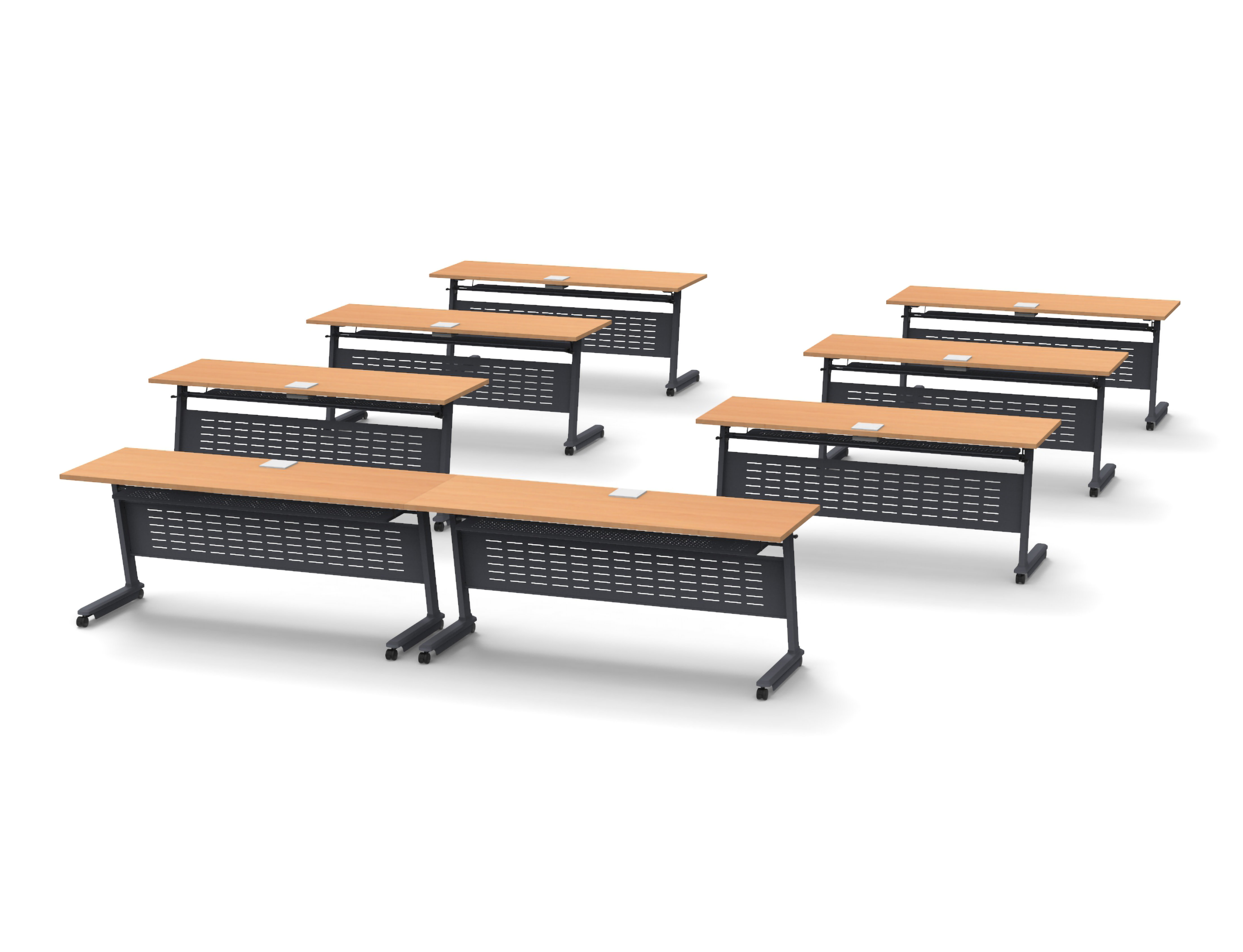 TeamWORK Tables Tables Training Meeting Seminar Classroom 8Pc Beech ...