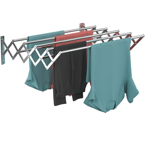 Rebrilliant Stainless Steel Foldable Wall-Mounted Drying Rack | Wayfair