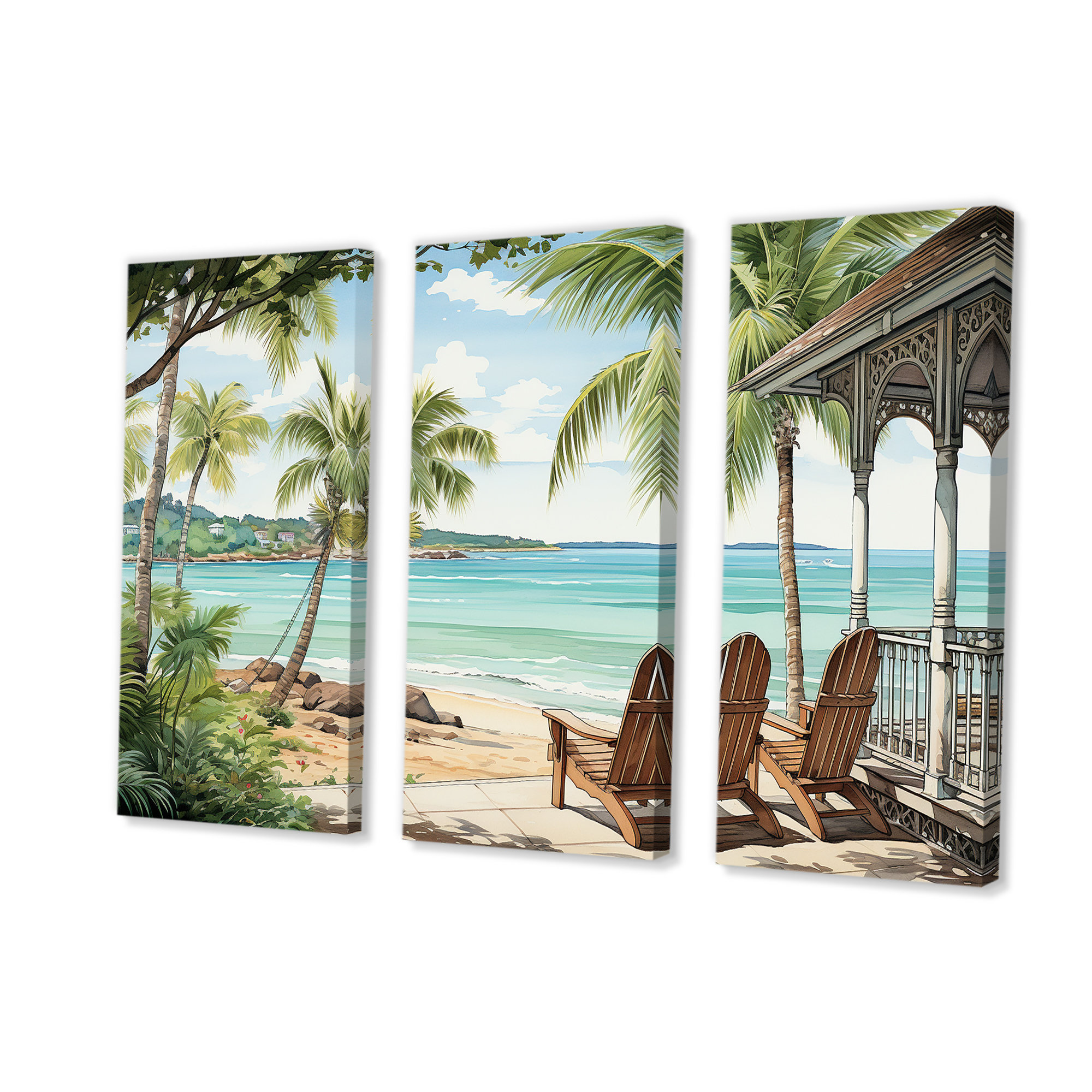 Beachcrest Home™ Island Serenity Chairs By The Beach - Coastal Tropical ...