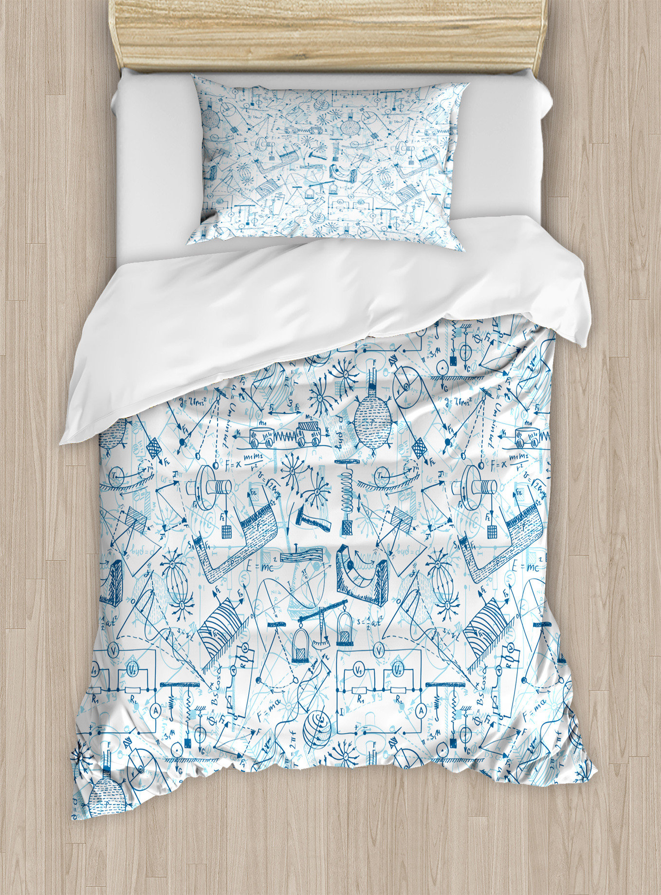 Ambesonne Science Duvet Cover Set, Physics Themed Drawing, Twin, Blue ...