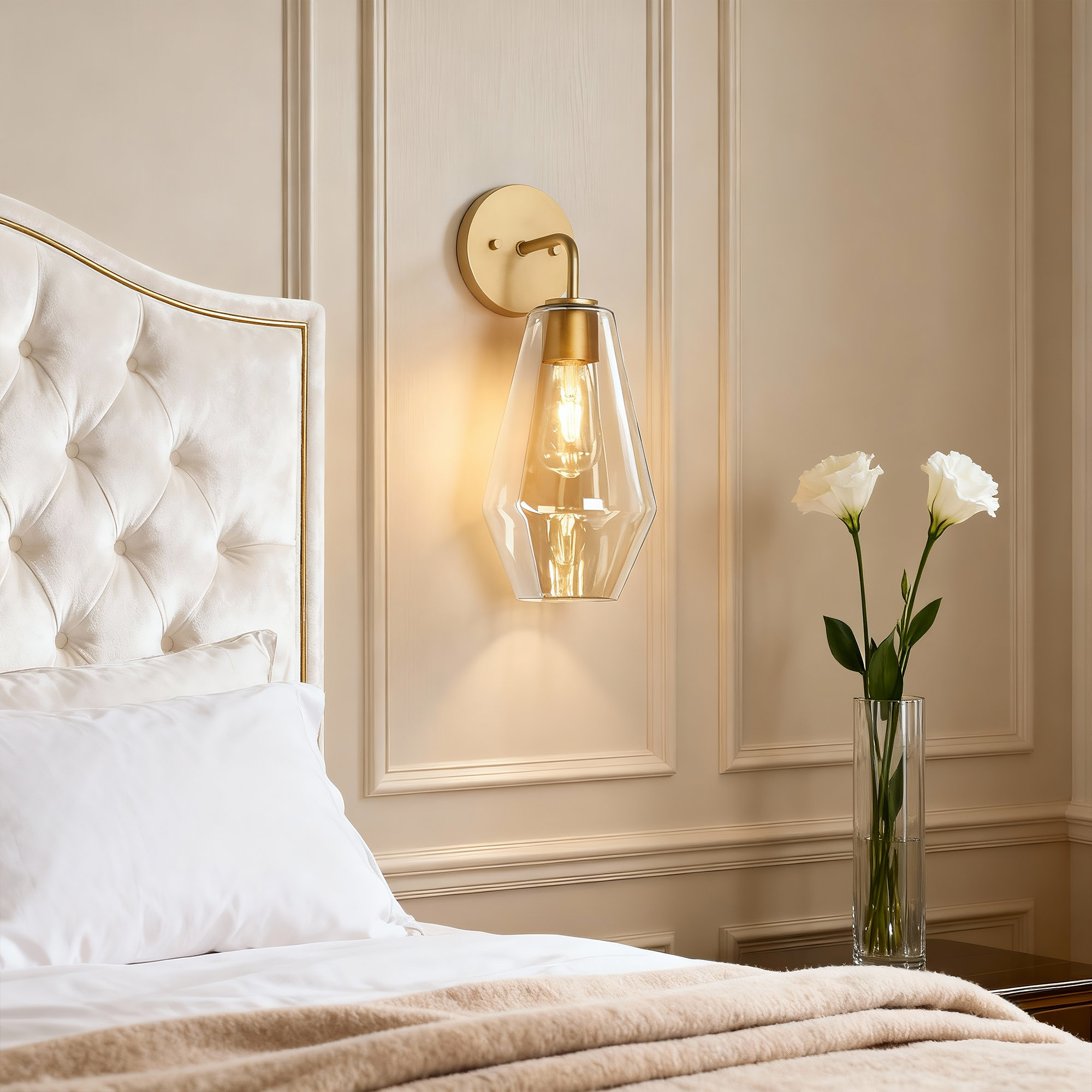Mercer41 Modern 1-Light 16" Large Armed Wall Sconce Smoky Gray Spindle ...