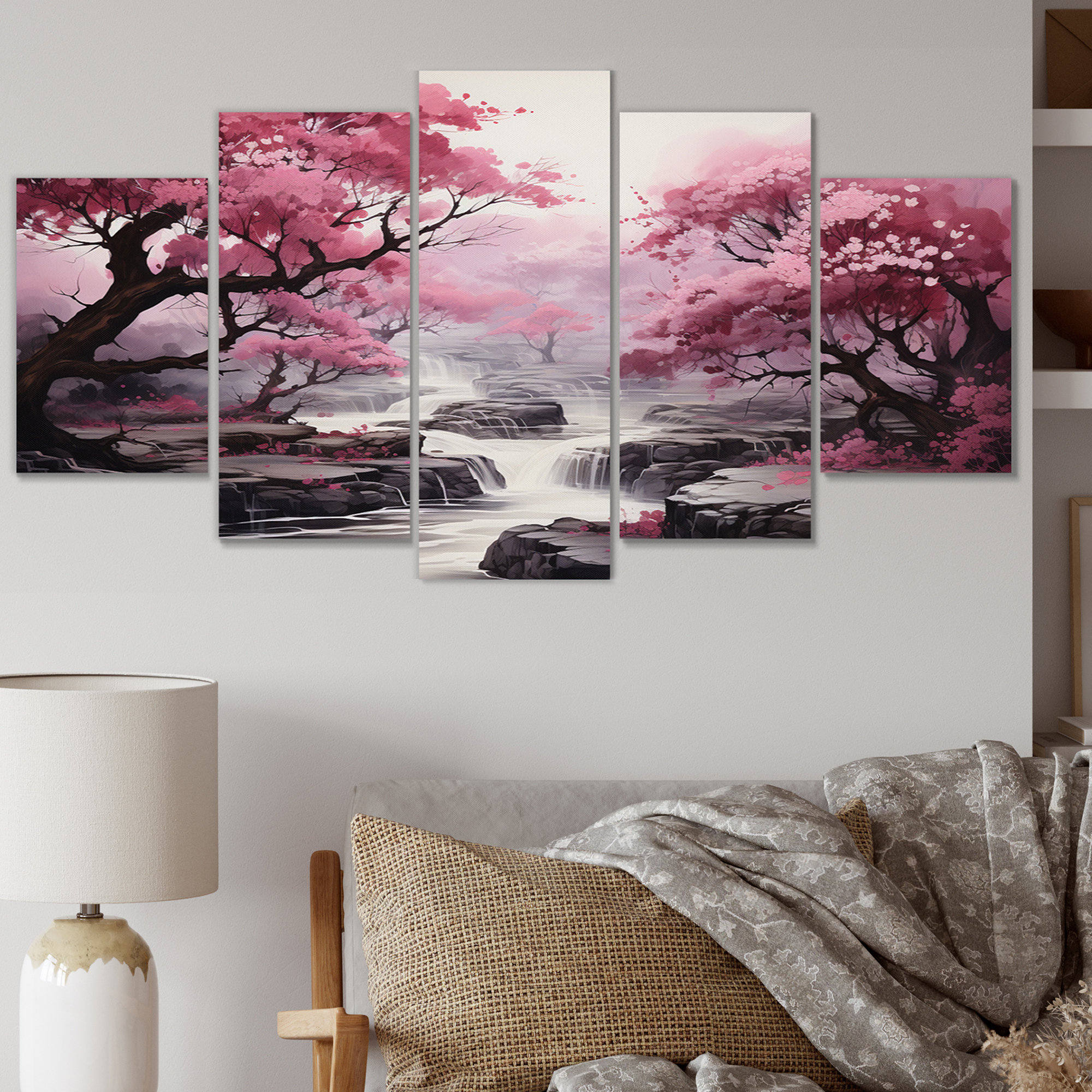 Millwood Pines Pink Trees Waterfall Endless Journey - Landscapes Wall ...