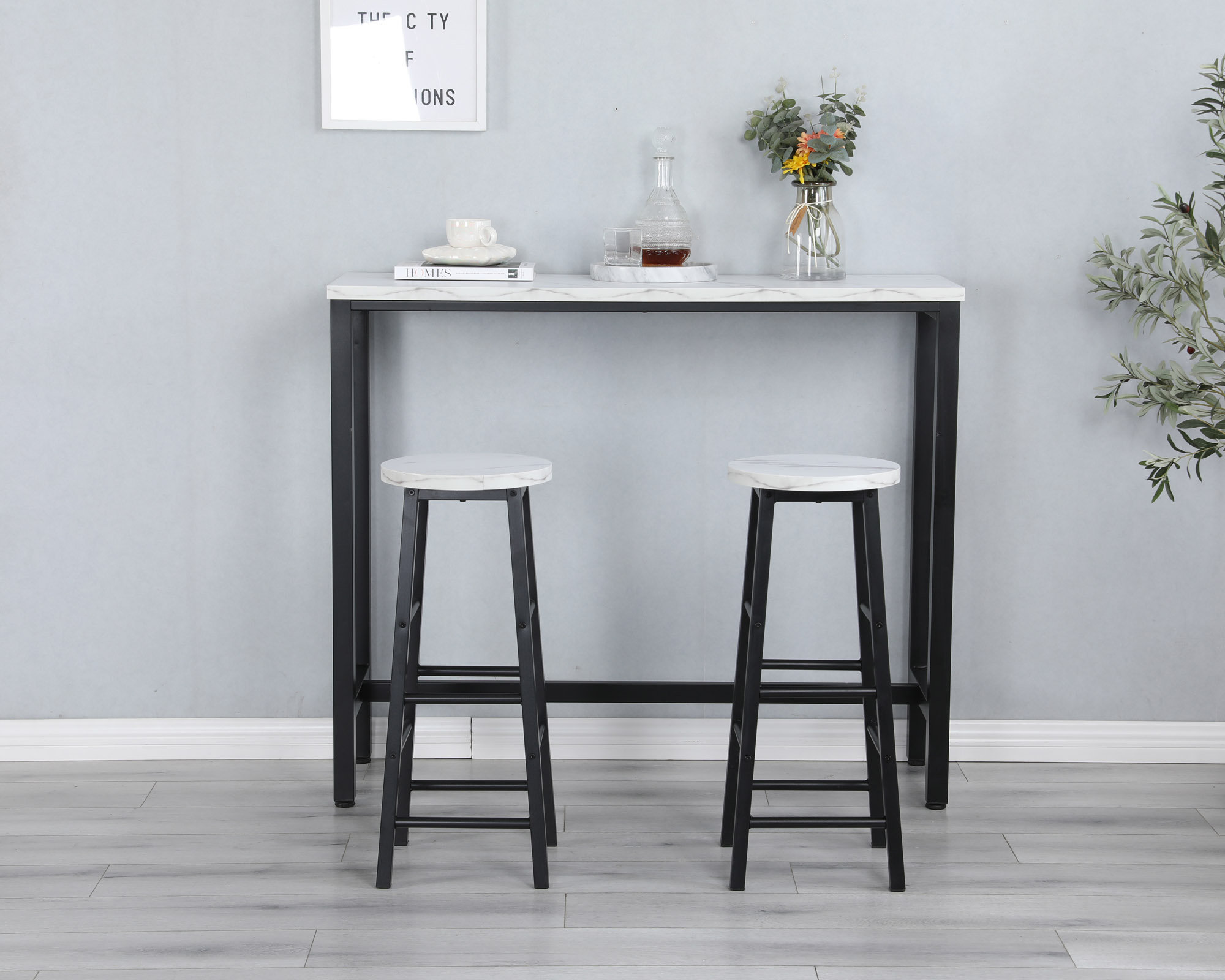 Ebern Designs Kitchen Counter with Bar Chairs Breakfast Bar Table Sets ...