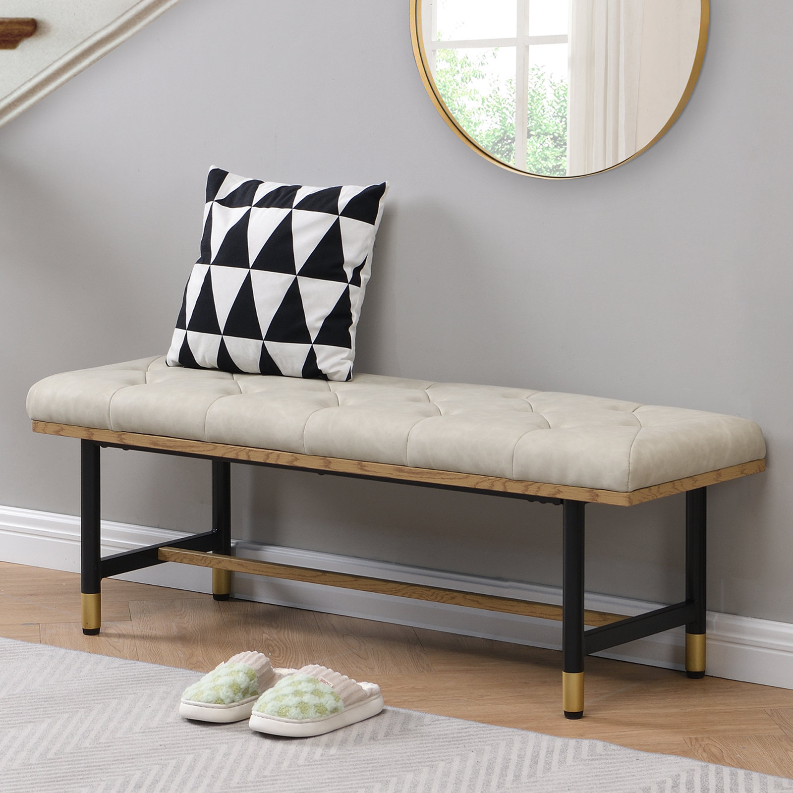 Ebern Designs Makayla Faux Leather Upholstered Bench & Reviews | Wayfair