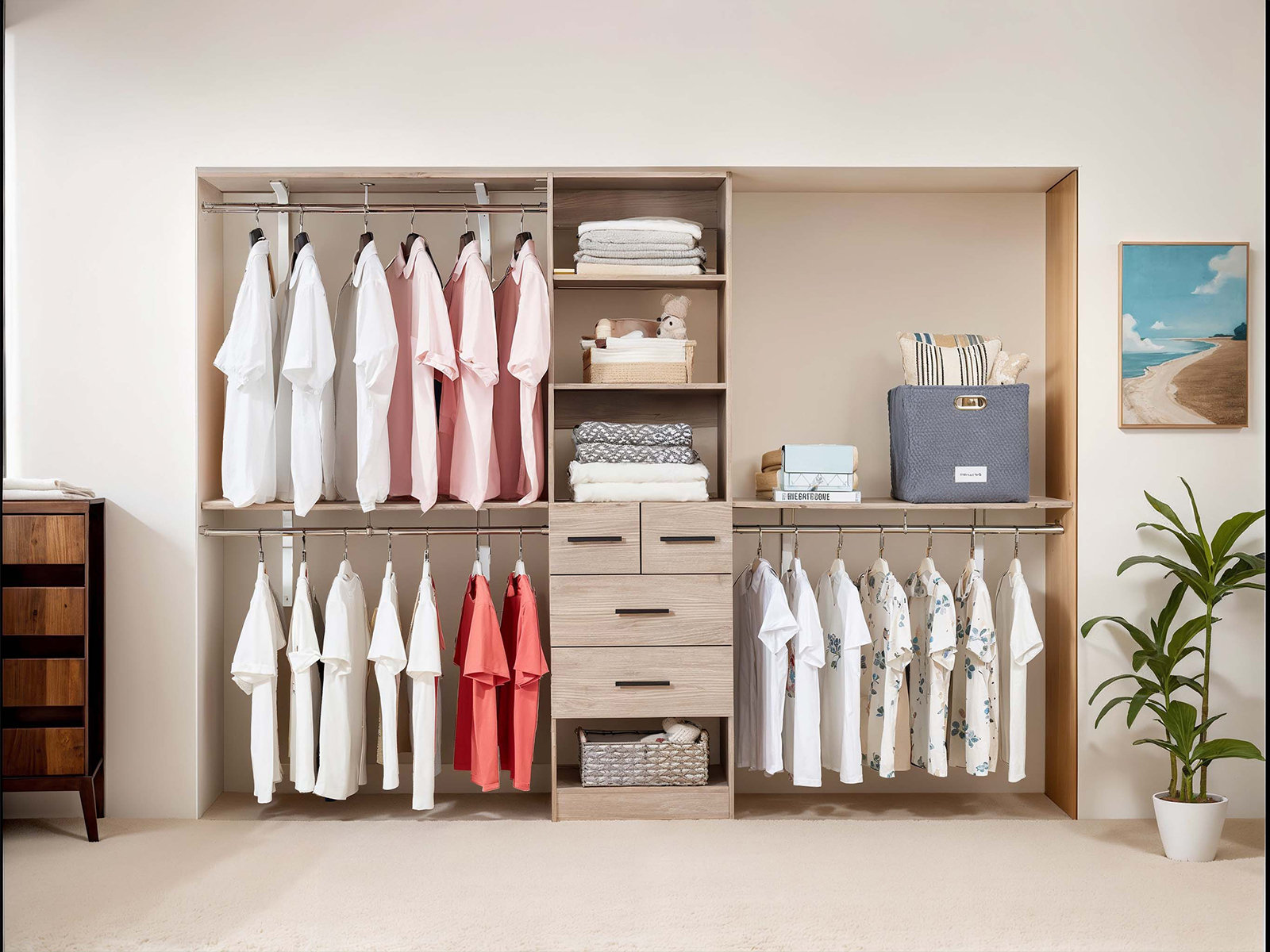 Latitude Run® 8Ft Closet System, Walk In Closet Organizer With 3 ...