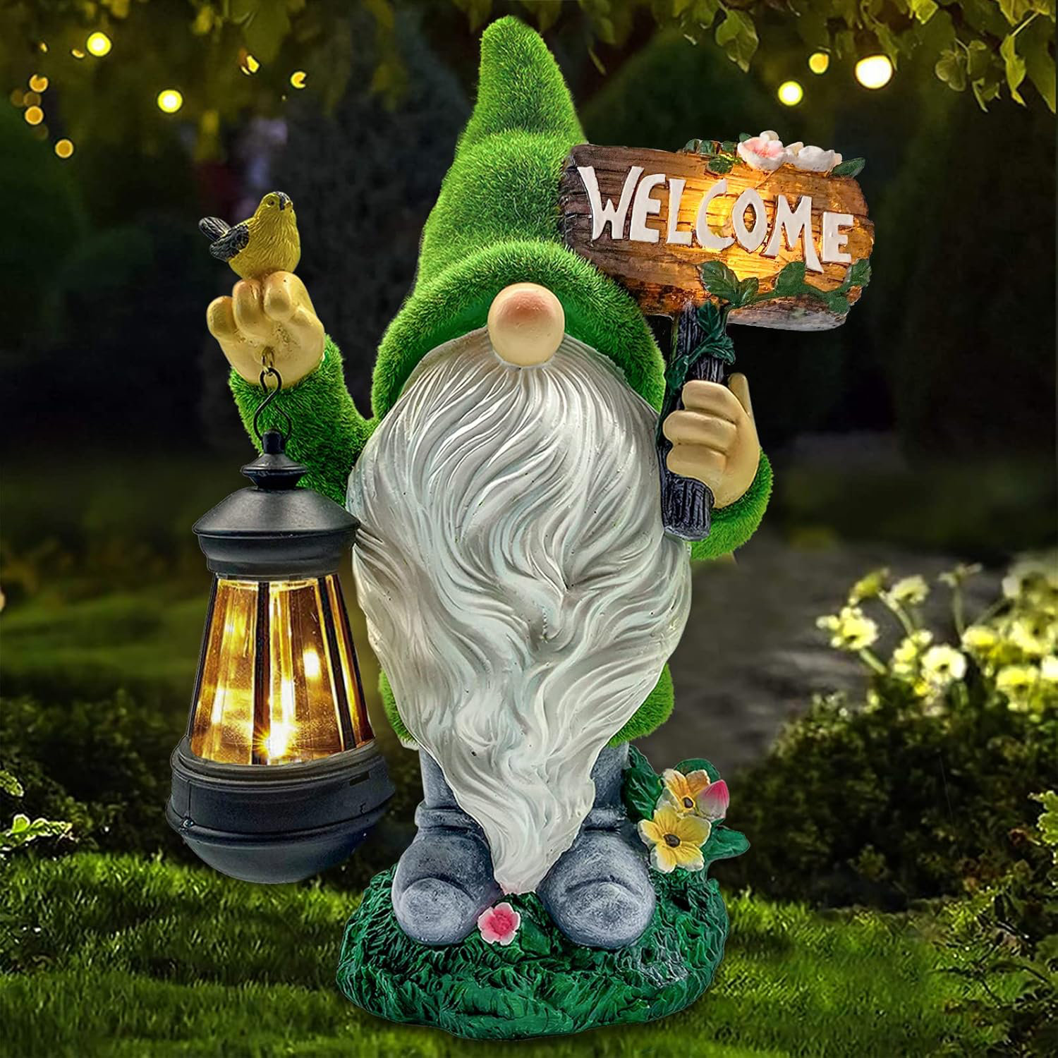 Trinx Garden Gnome Statue Outdoor Decor Large Flocked Resin Gnome ...