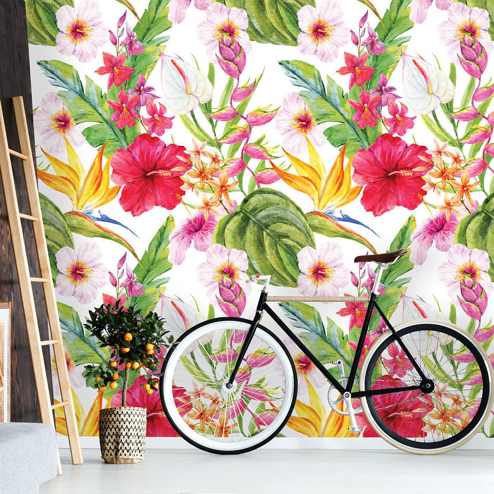Bay Isle Home™ Avoca Removable Vibrant Tropical Mix 10' L x 120" W Peel ...