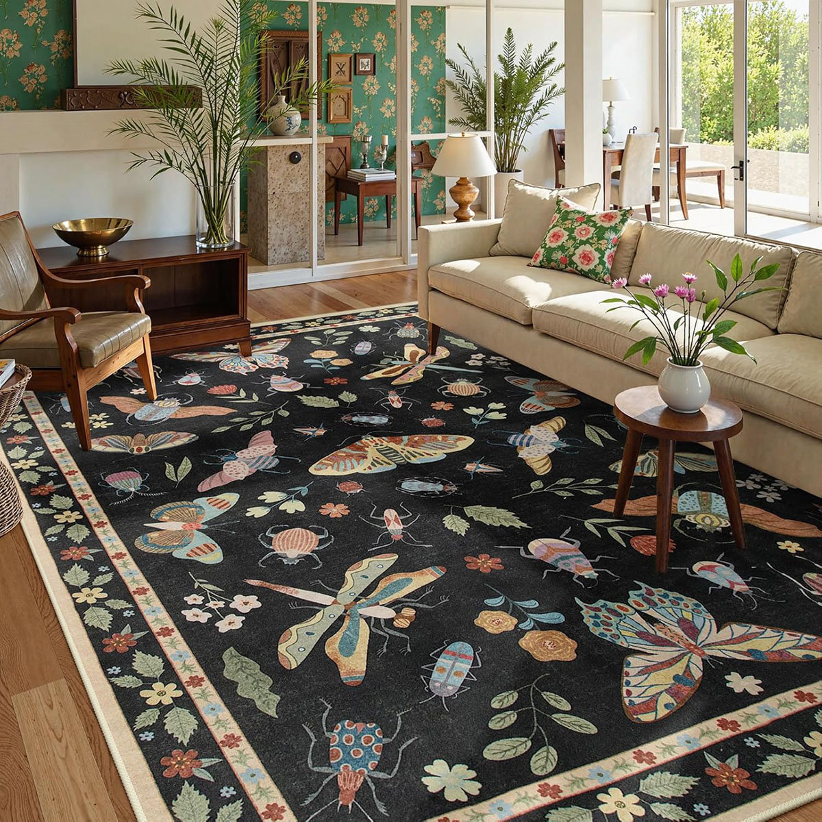 Ophelia & Co. Tapis d'insectes 5 x 7 pour le salon, tapis doux lavables ...