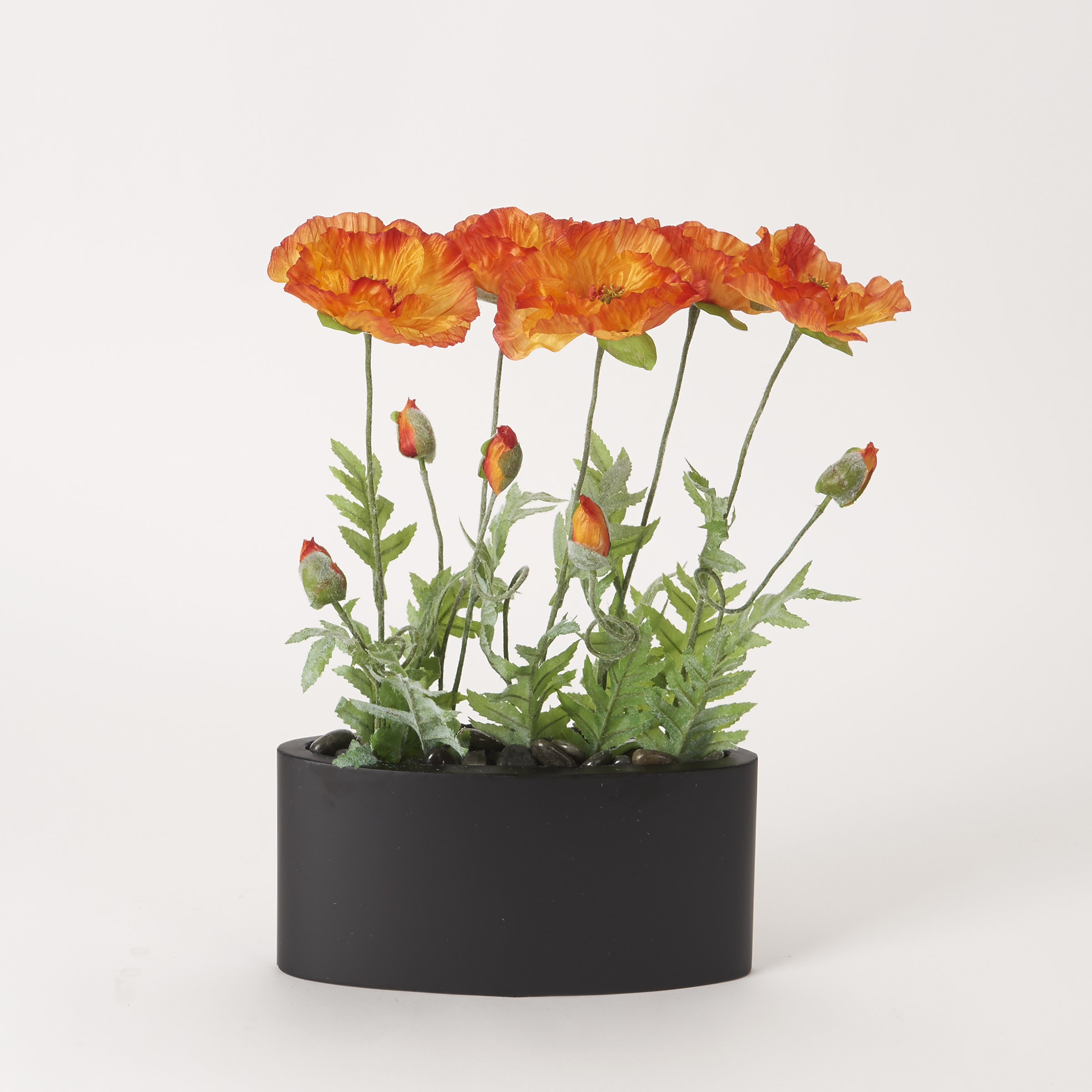 Primrue Orange Poppies In Oval Metal Planter & Reviews | Wayfair