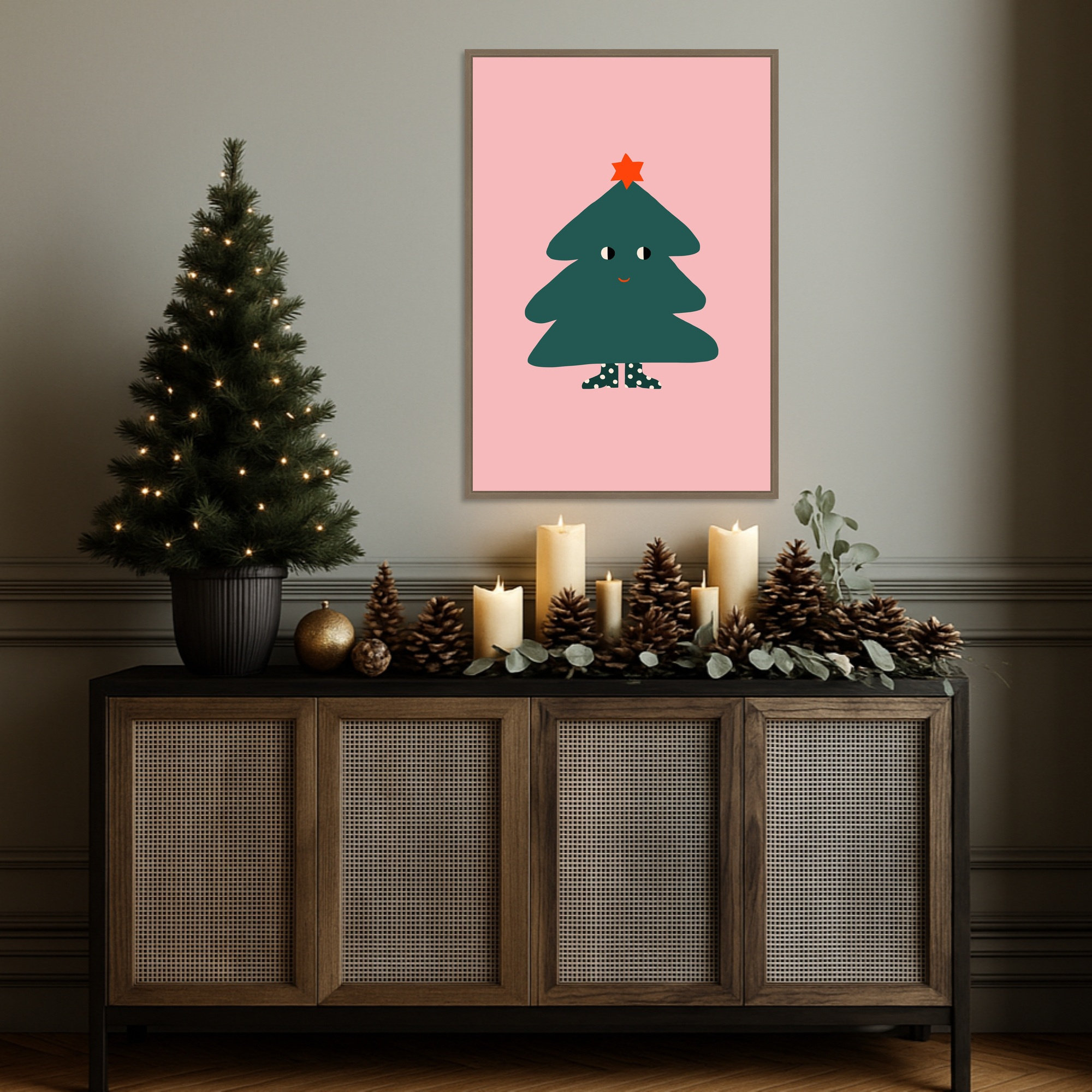 Amanti Art Christmas Tree by Maren Gross Framed Canvas Wall Art Print ...
