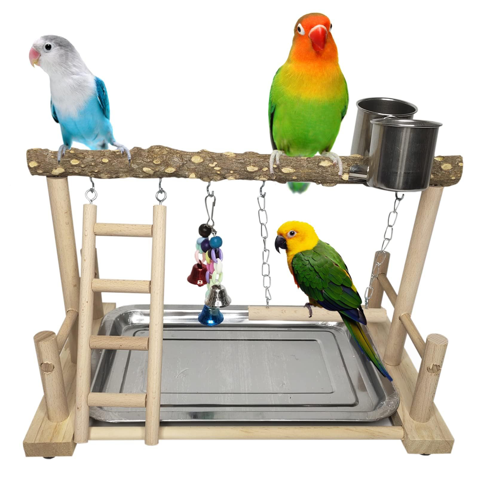 VIKICHER Bird Playground Parrot Playstand Birds Play Stand Wood ...