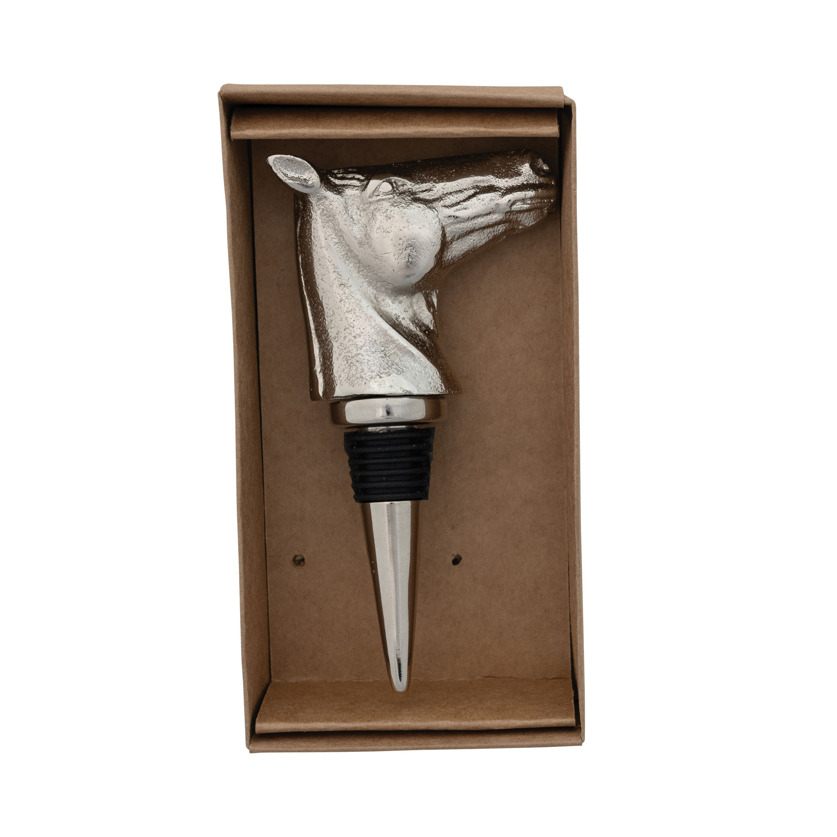 Loon Peak® Cast Aluminum Horse Head Bottle Stopper In Kraft Box | Wayfair