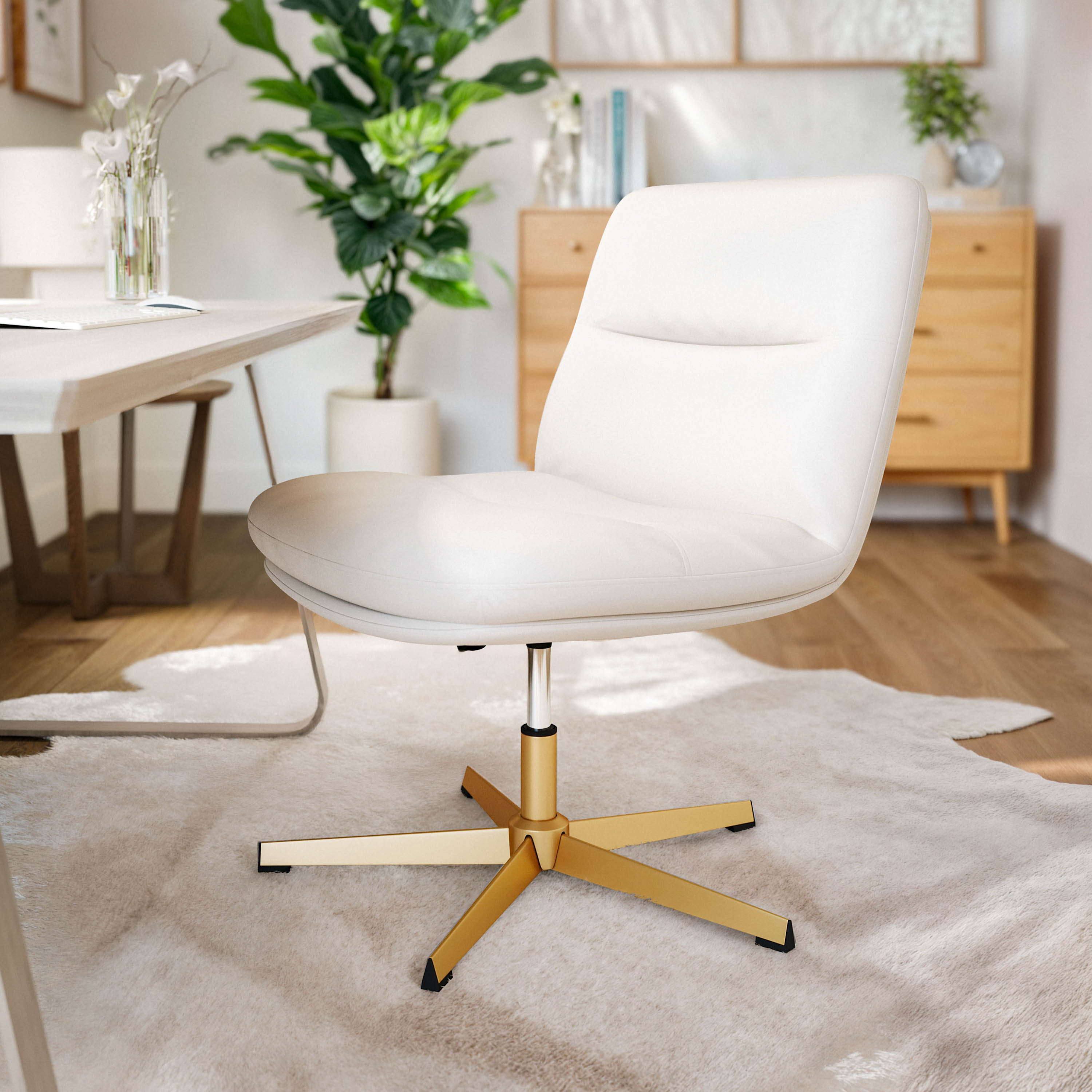 Flash Furniture Commercial Wide Mid-Back Padded Upholstered Swivel ...