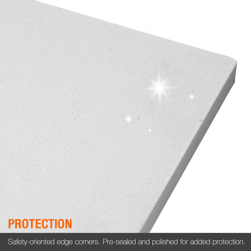 PROOX 72'' Quartz Stone Double Vanity Top with Sink and 3 Faucet Holes ...