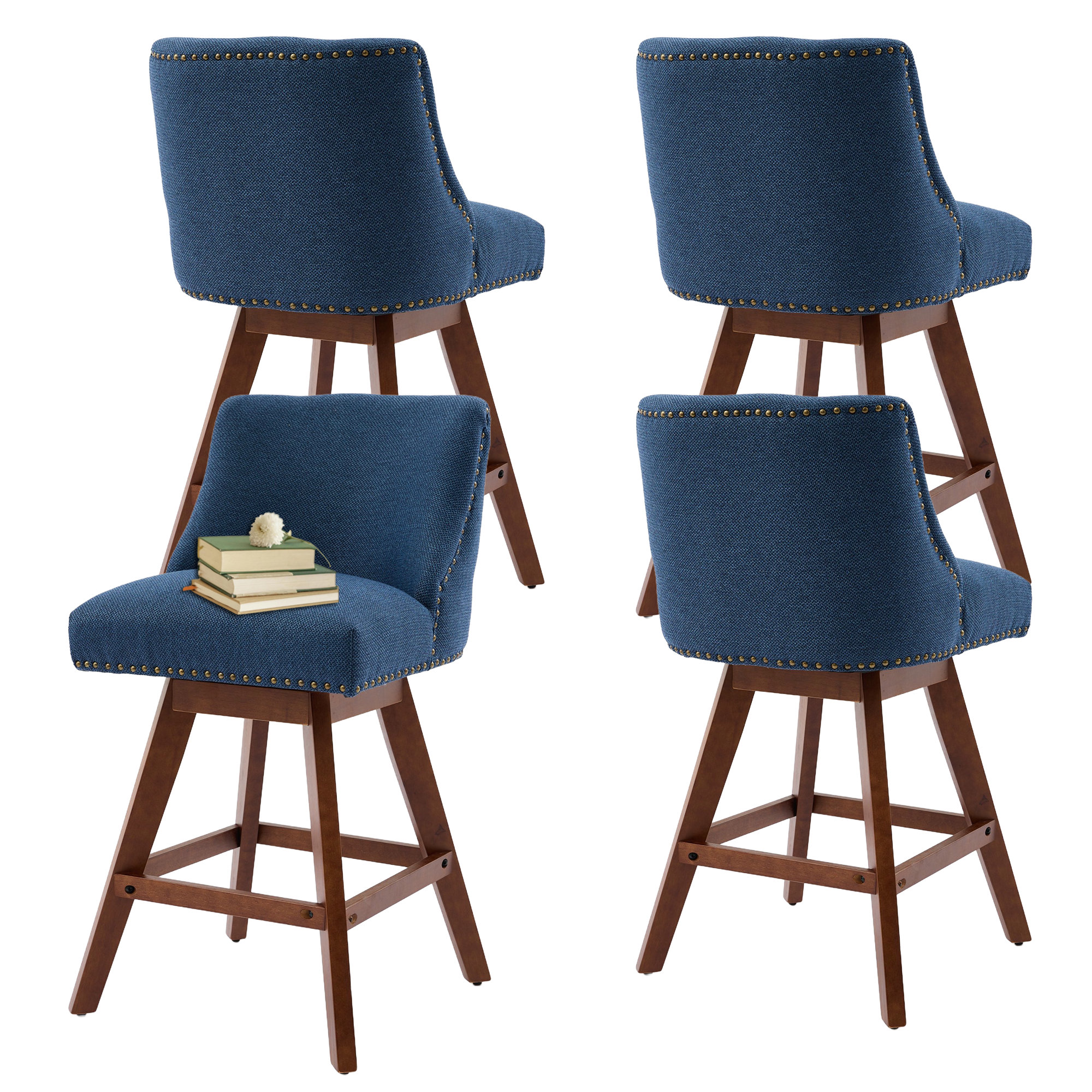 Corrigan Studio® Fabric Swivel Counter Height Bar Stools(Set of 4 ...