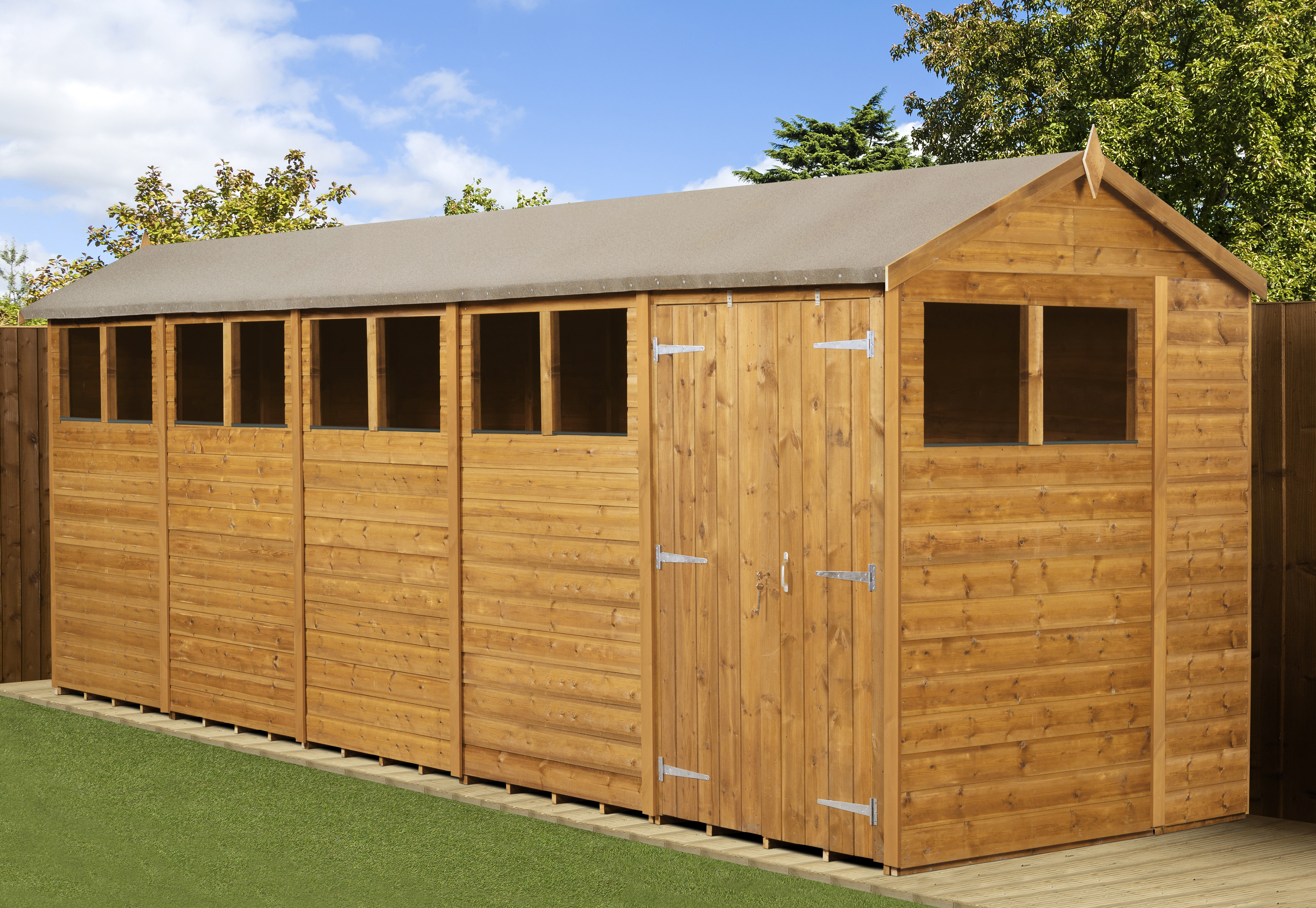 Empire Sheds Ltd Modular Apex Garden Shed 20X6 With Windows Double Door ...