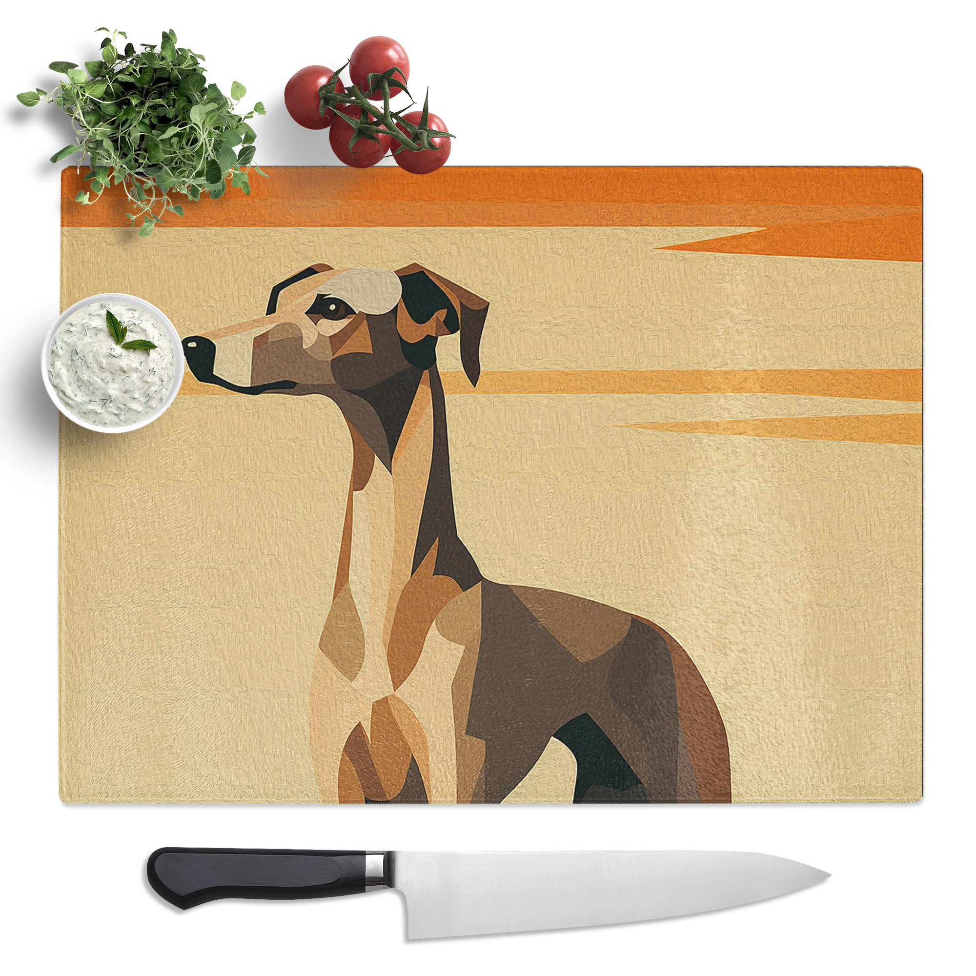 George Oliver Whippet Minimalism Art No.2 Glass Chopping Board ...