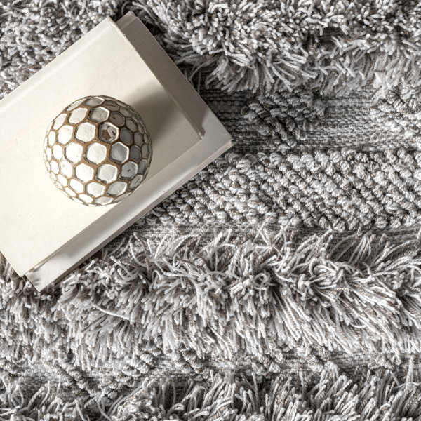 Dakota Fields Runner Striped Handmade Tufted Gray Area Rug & Reviews ...