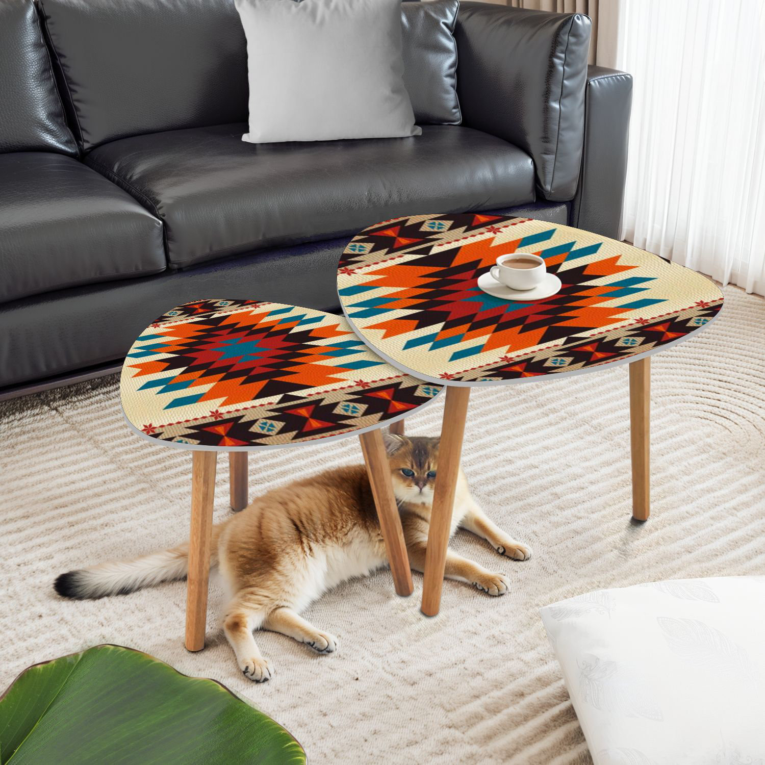 George Oliver Triangle Nesting Coffee Table Set of 2 American ethnic ...