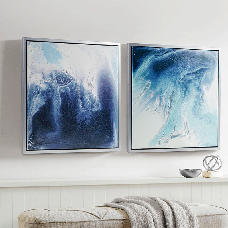Ivy Bronx Abstract 2-Piece Framed Canvas Wall Art Set | Wayfair