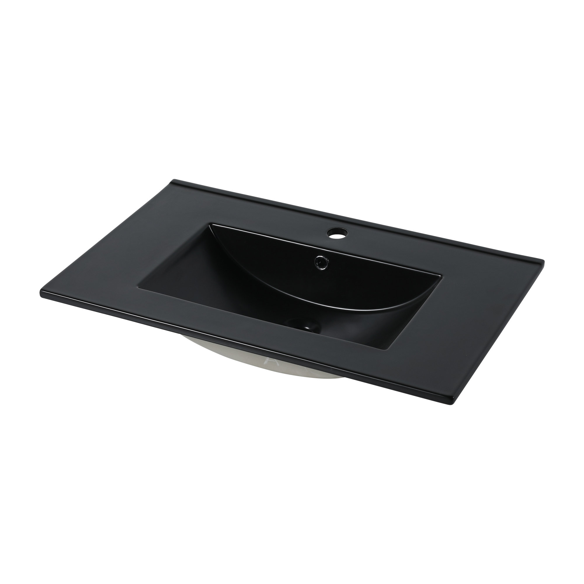 Foundry Select Plateau de meuble-lavabo simple Trandon en noir avec ...