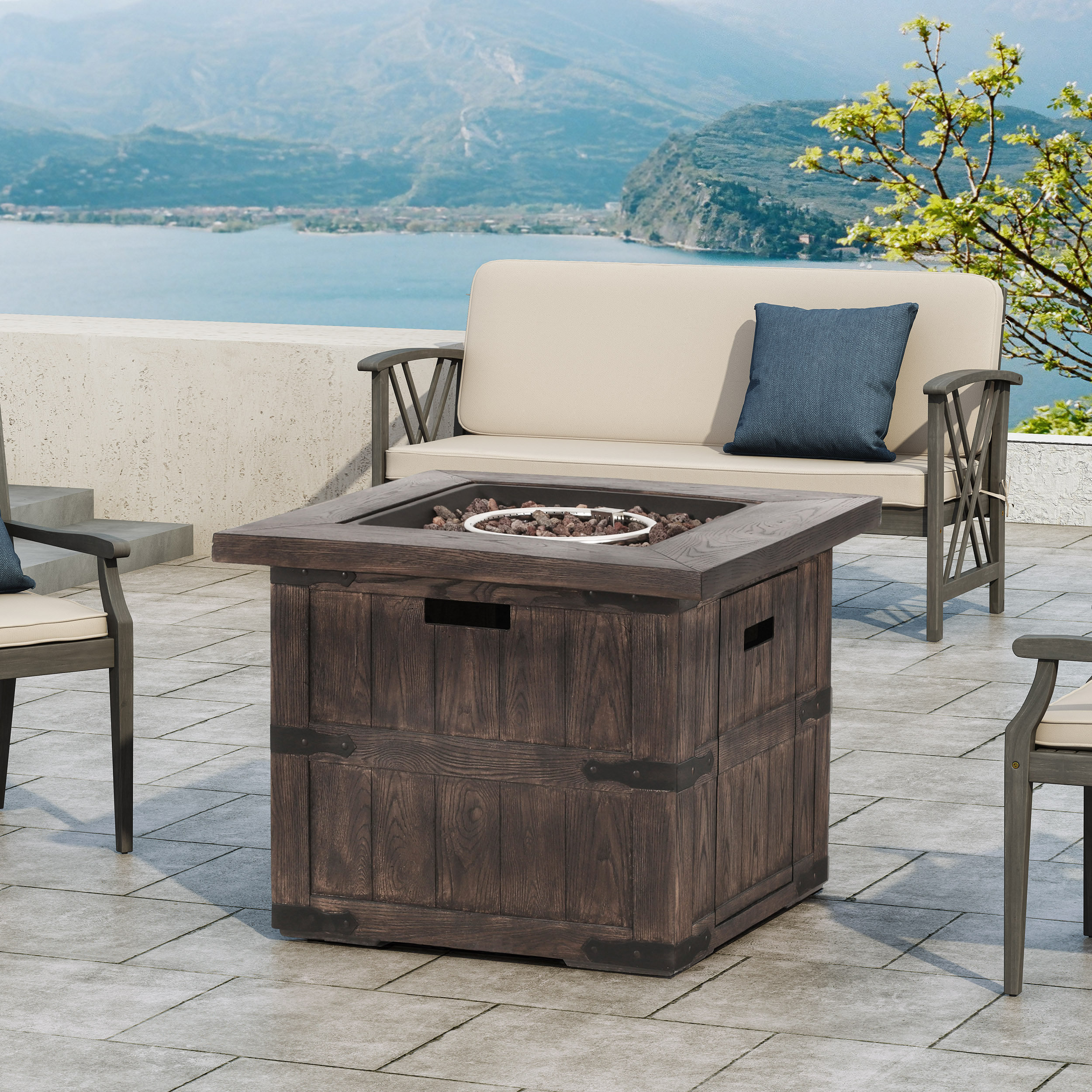 Loon Peak® Neosho Outdoor 40,000 BTU Lightweight Concrete Fire Pit ...