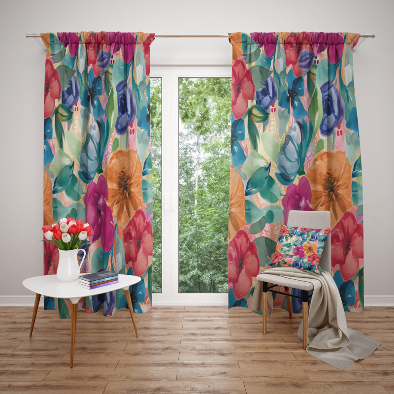 Folk N Funky Polyester Semi-Sheer Curtain Pair | Wayfair