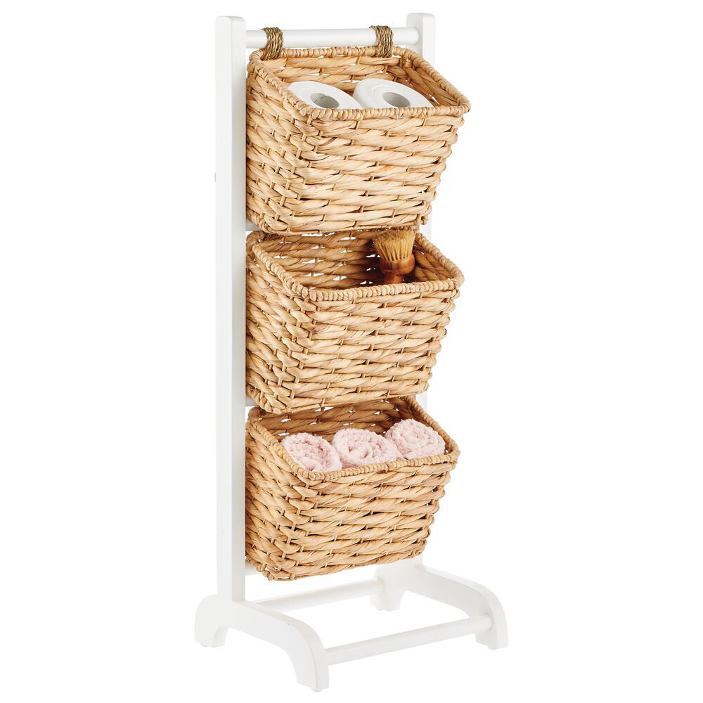 mDesign Water Hyacinth 3-Tiered Storage Baskets Floor Stand & Reviews ...