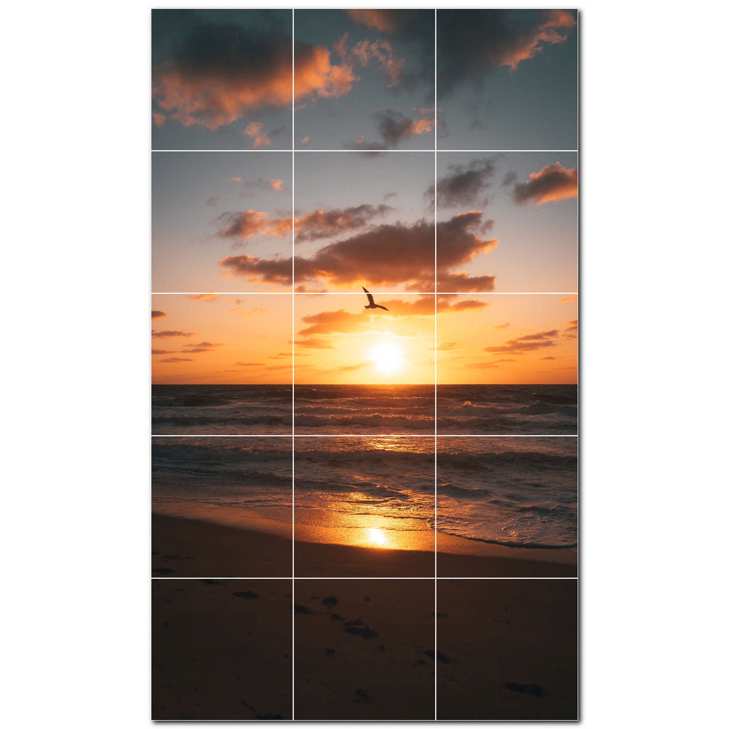 Picture-Tiles.com 12.75" x 21.25" Ceramic Sunset Photo Decorative Mural ...