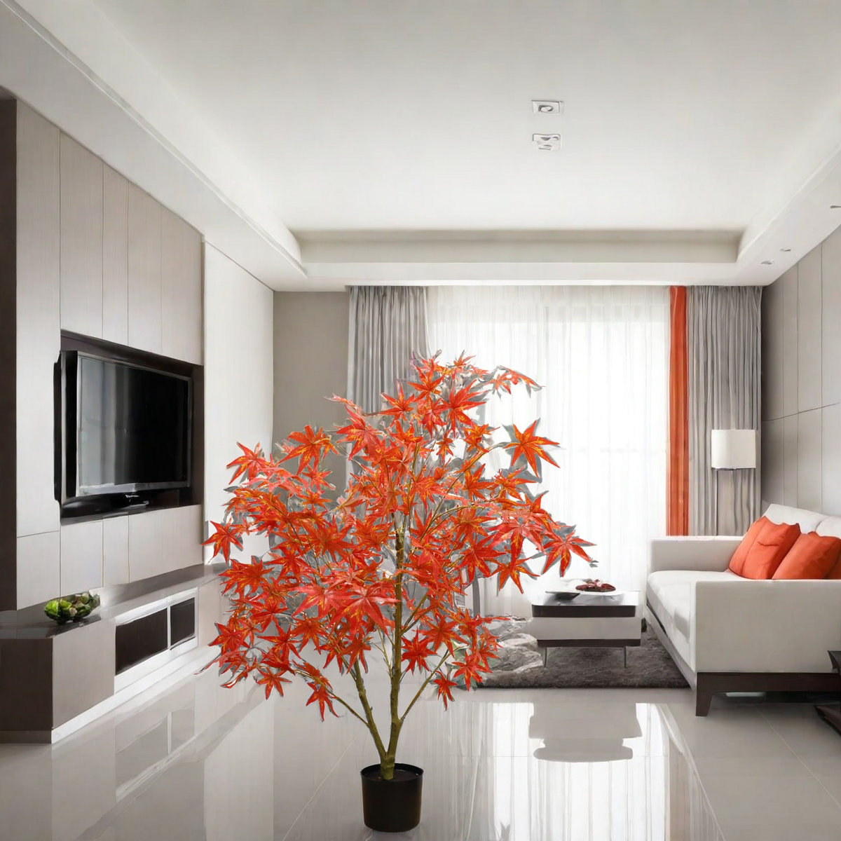 Yesurprise 4ft/ 5ft/ 6ft Artificial Maple Tree, Faux Tree Soft Silk ...