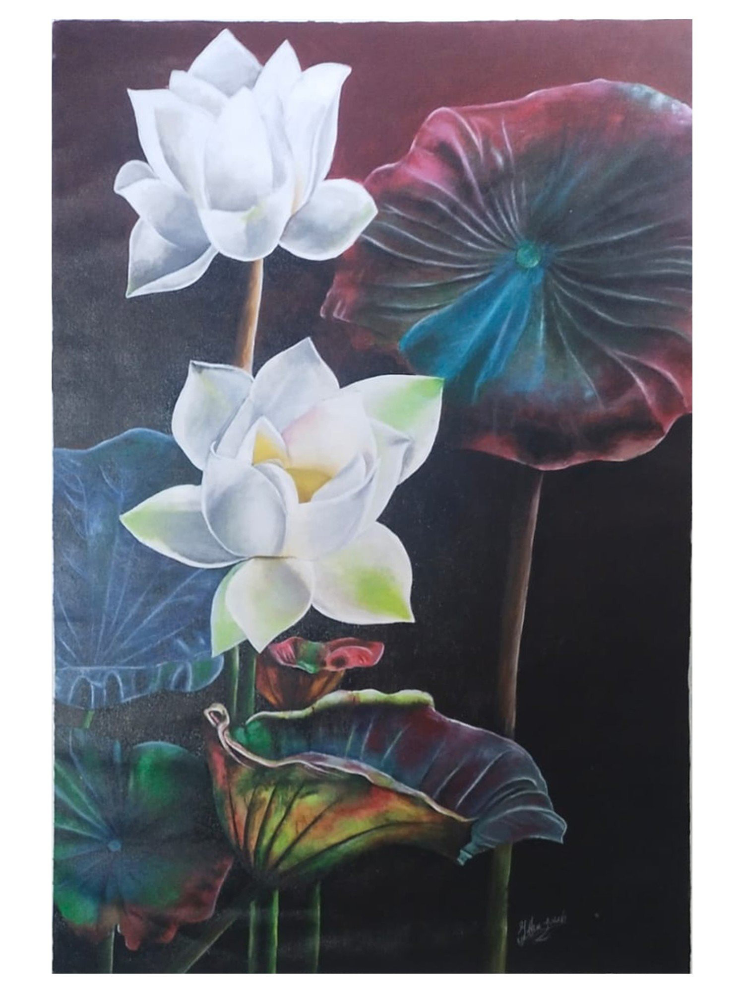Exotic India Beautiful White Lotus | Acrylic On Canvas | By Geethu ...