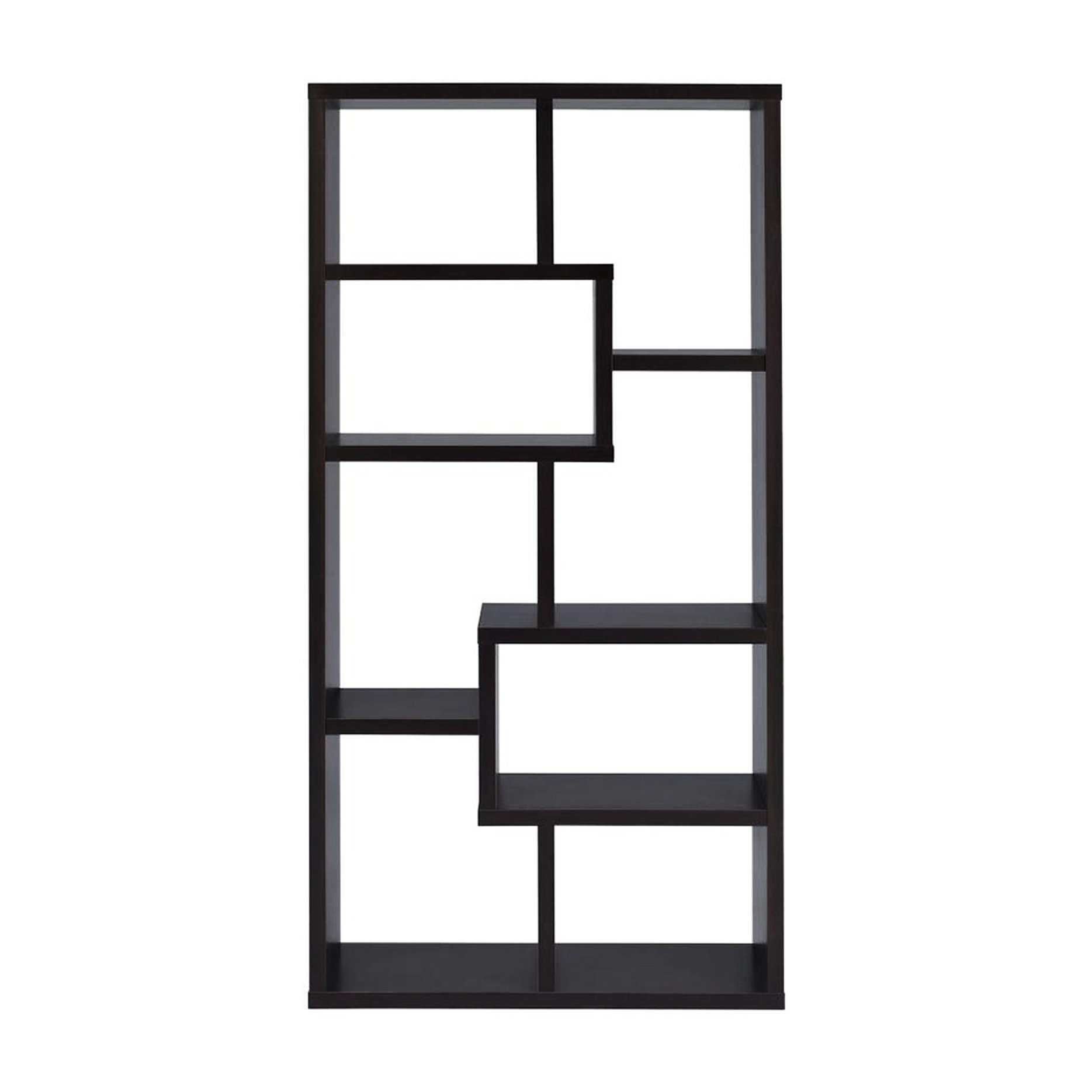 DuskDreams 10-Shelf Bookcase, Geometric Display, Cappuccino, Particle ...
