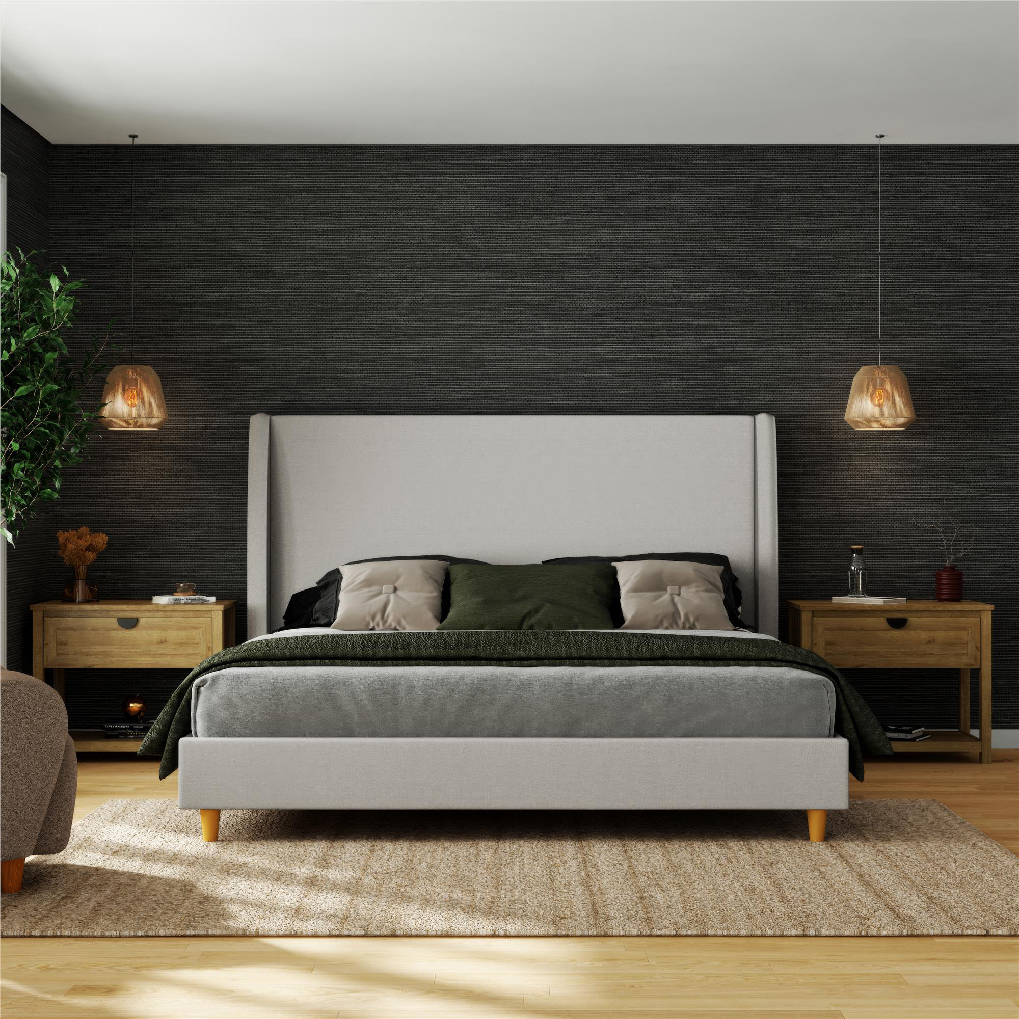 Mr. Kate Tess King Upholstered Wingback Bed & Reviews | Wayfair