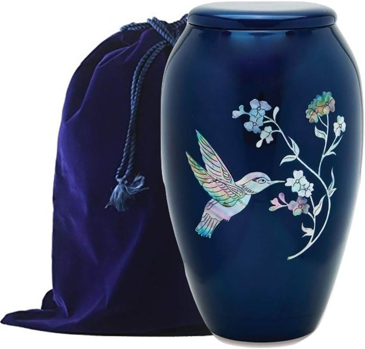 Basowin Anchor Mother Of Pearl Inlaid Metal Cremation Urn With Velvet ...