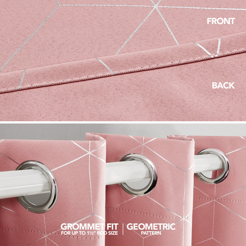 Deconovo Silver Diamond Pattern Curtain Pair | Wayfair