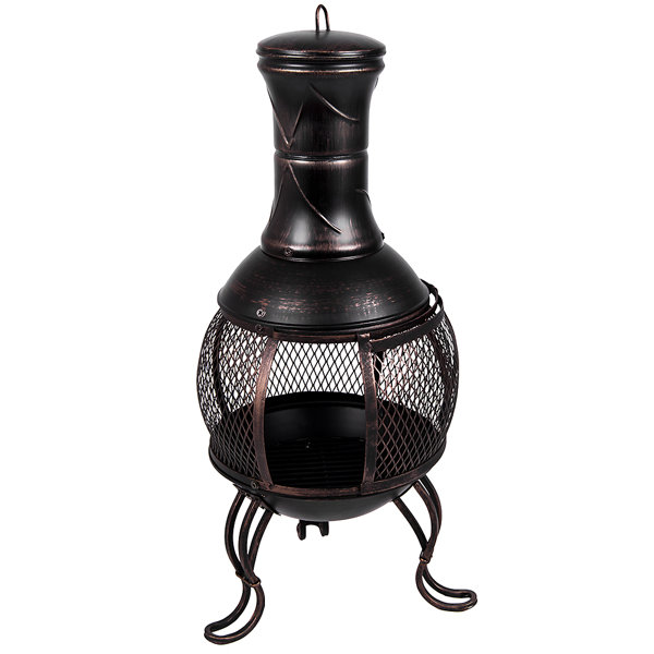 Dakota Fields 89cm Steel Outdoor Chiminea With Central Mesh Screen ...