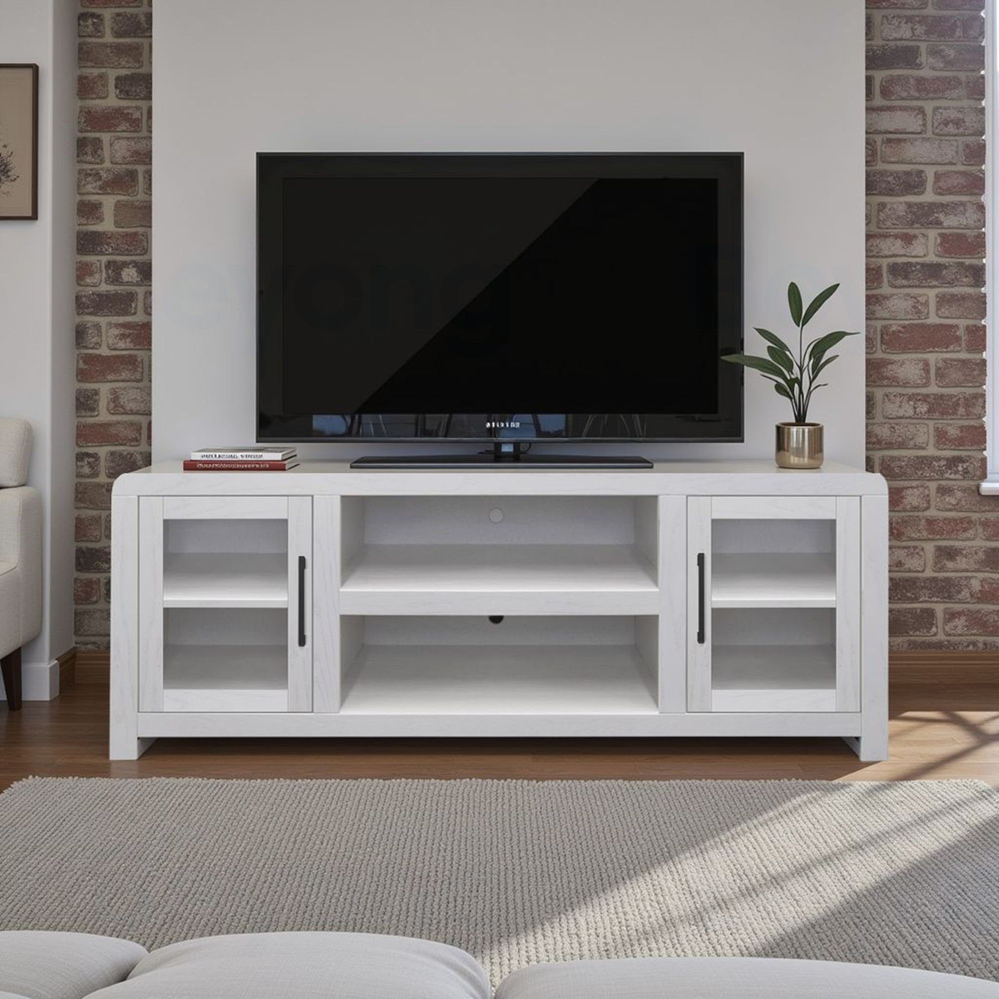 Wildon Home® Haven TV Stand with Glass Doors, for TVs No Assembly ...