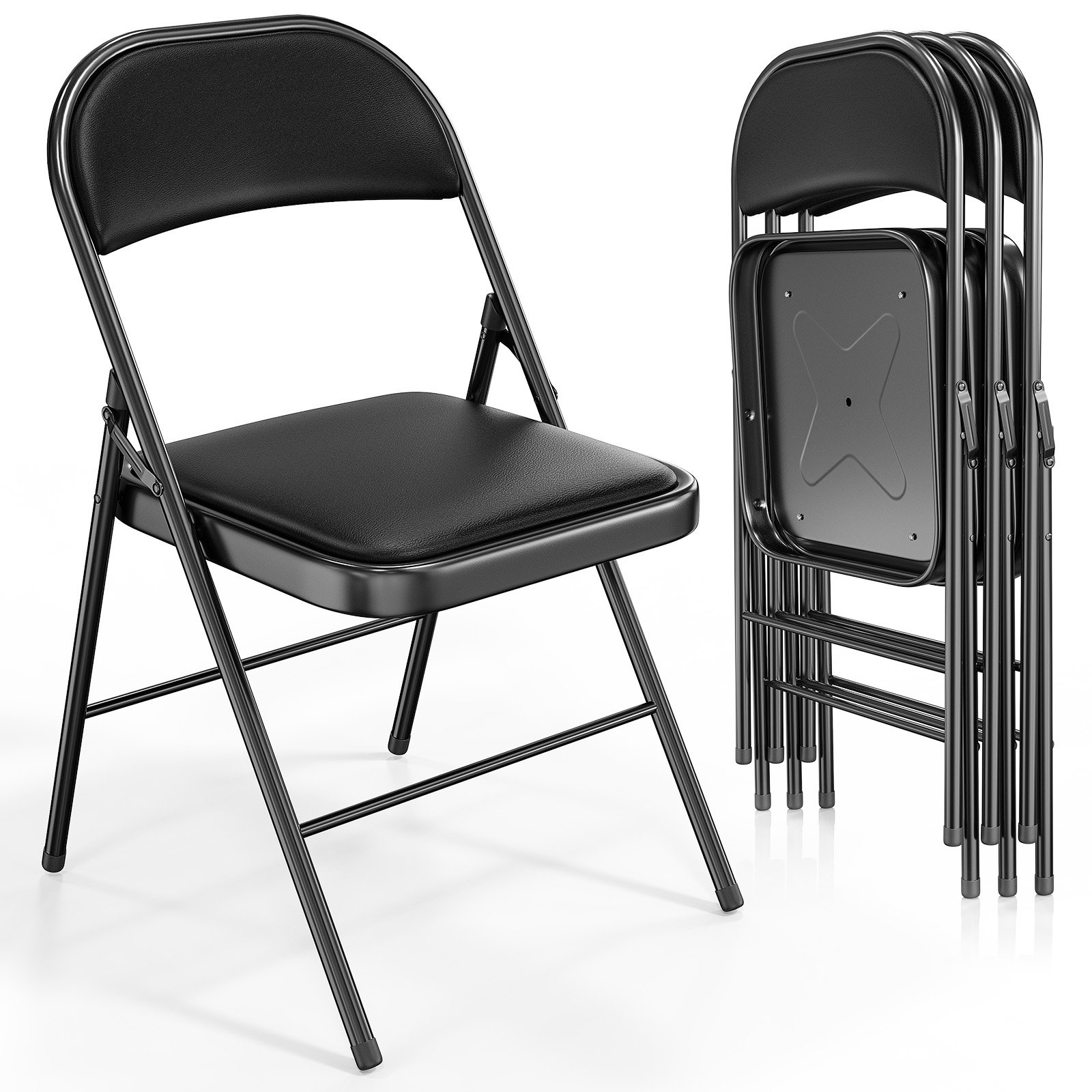 Inbox Zero Merieme Upholstered Padded Stackable Folding Chair Folding ...